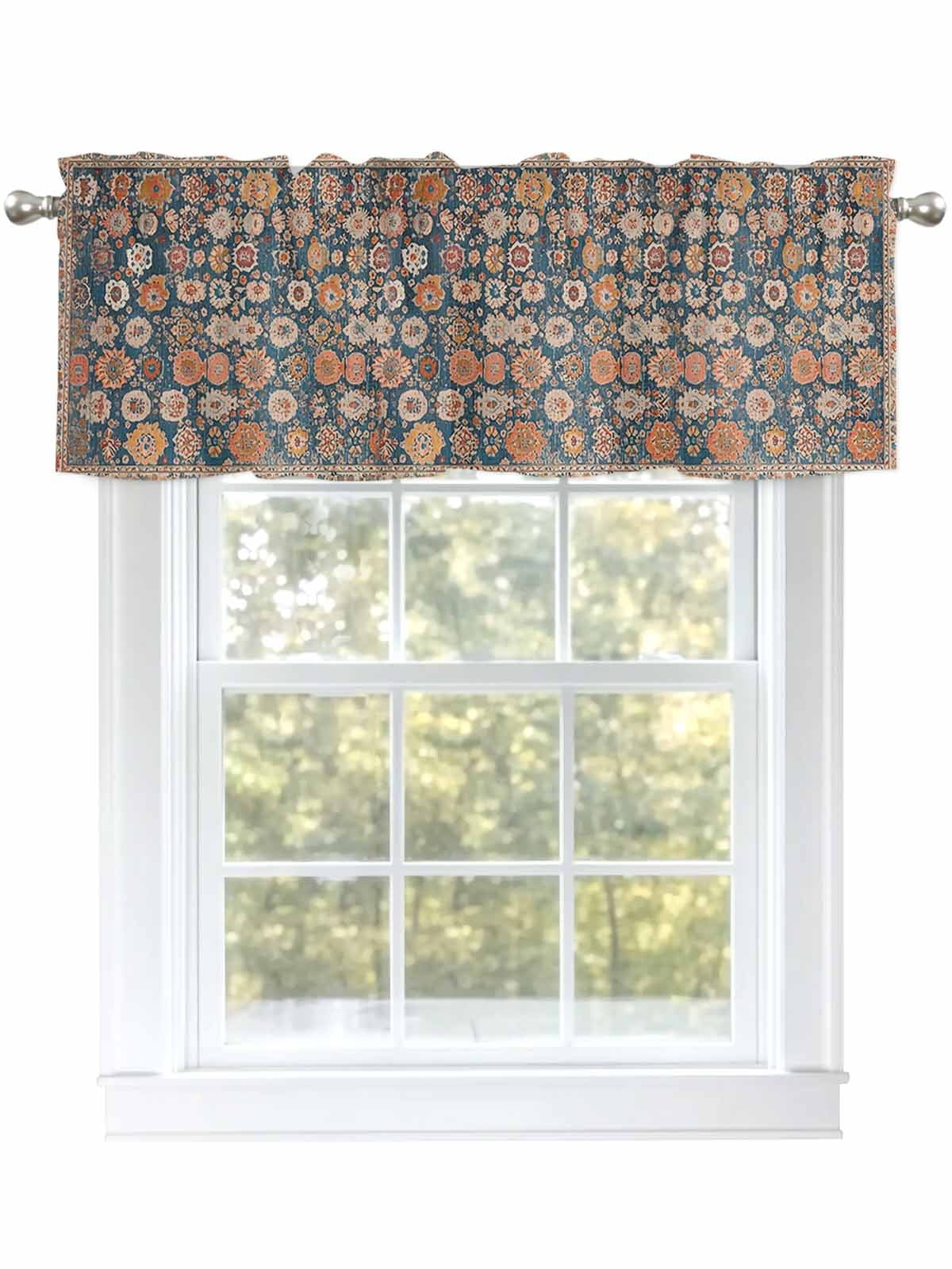Lovingin Blue Flower Print, Valances Window Treatment Farmhouse Decor ...