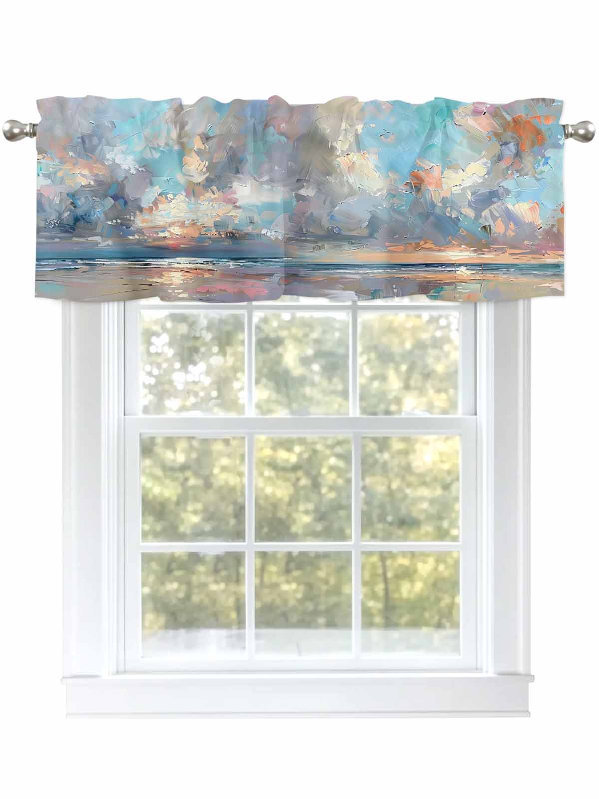 Lovingin Blue Gray Coastal Valances Window Treatment Farmhouse Decor ...