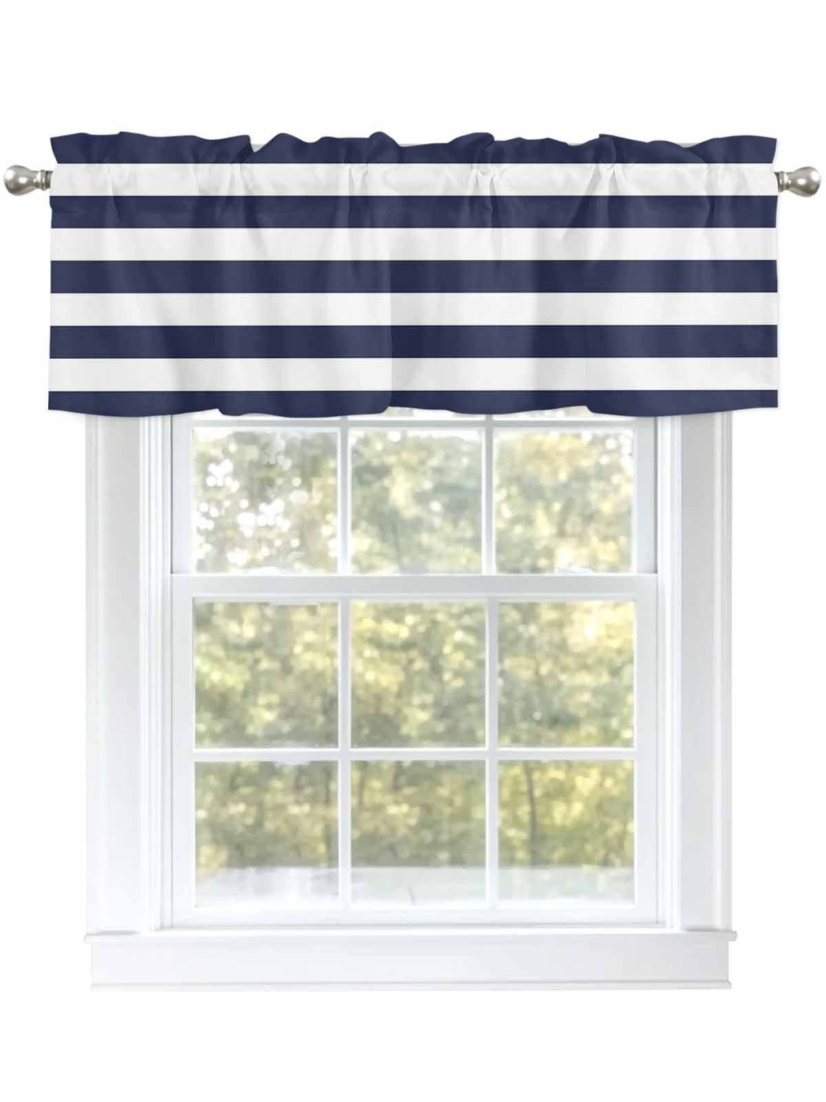 Lovingin Blue Stripes Valances Window Treatment Farmhouse Decor, Simple ...