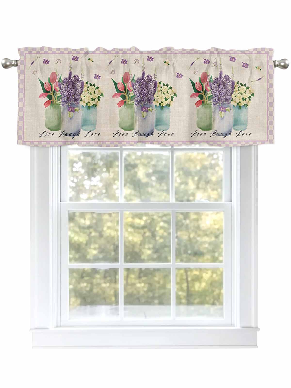 Lovingin Spring Flower Tulip Lavender Valances Window Treatment ...