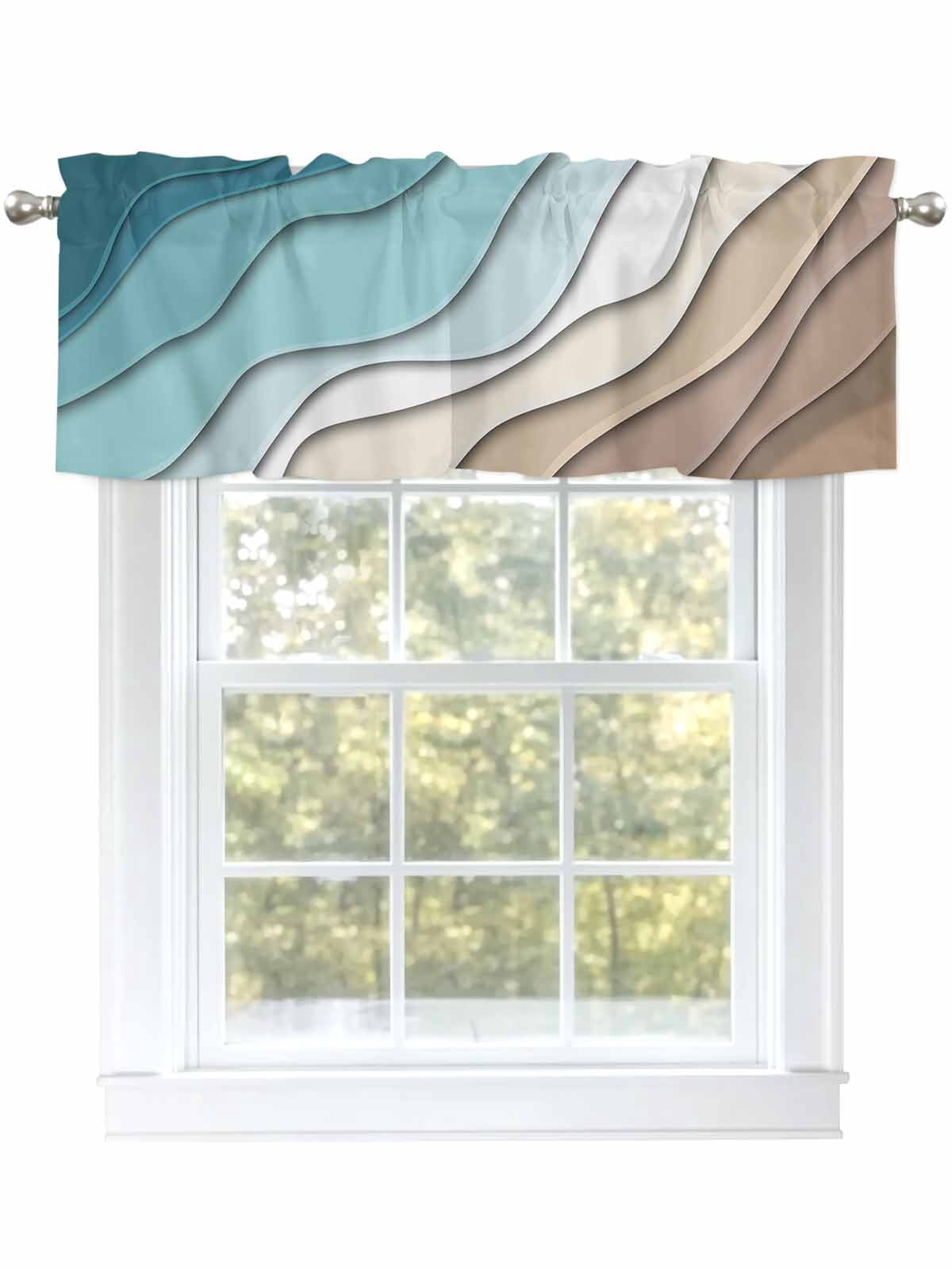 Lovingin Teal Blue Ombre Cream Valances Window Treatment Farmhouse ...