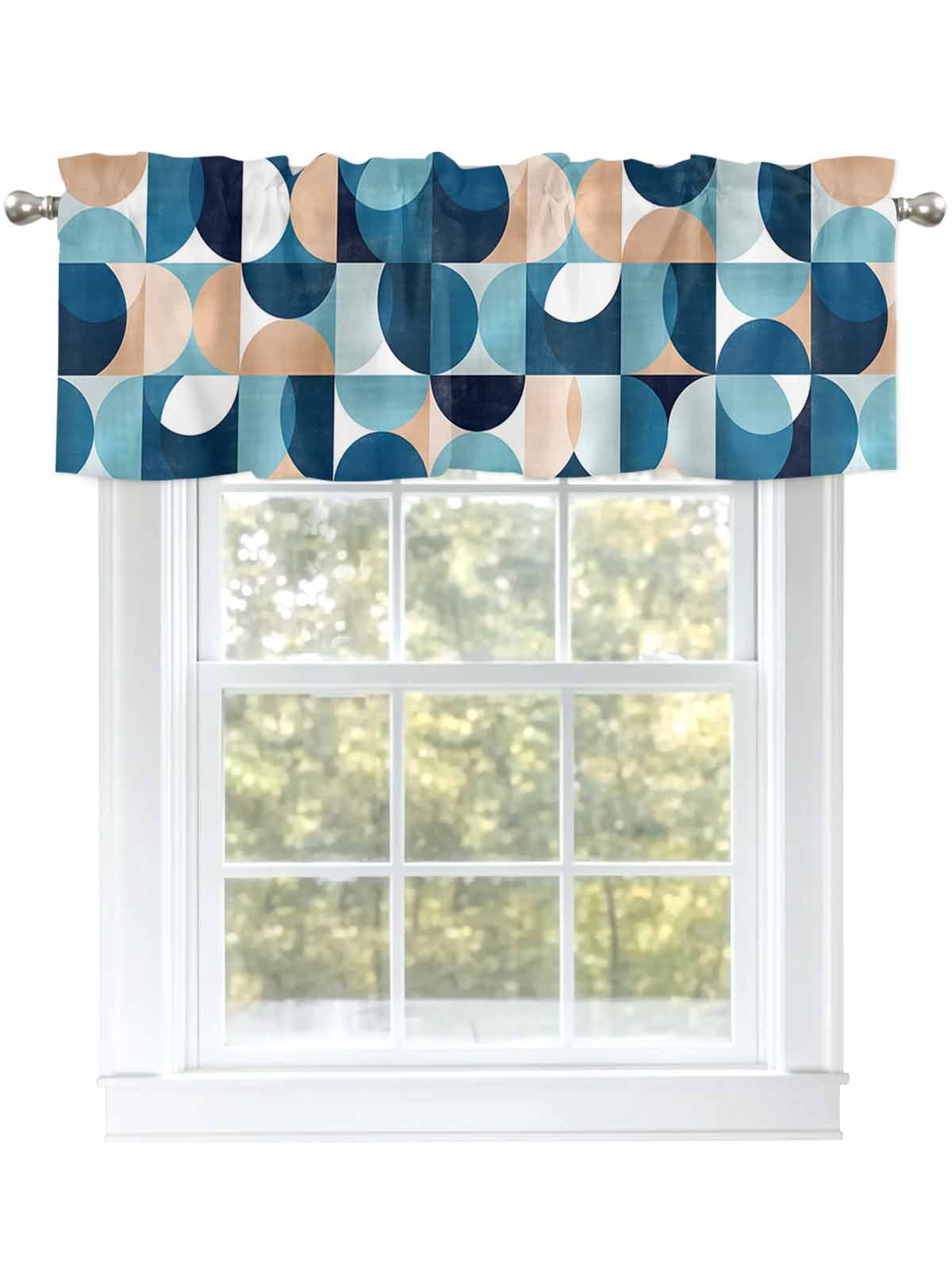 Lovingin Turquoise Geometry, Valances Window Treatment Farmhouse Decor ...