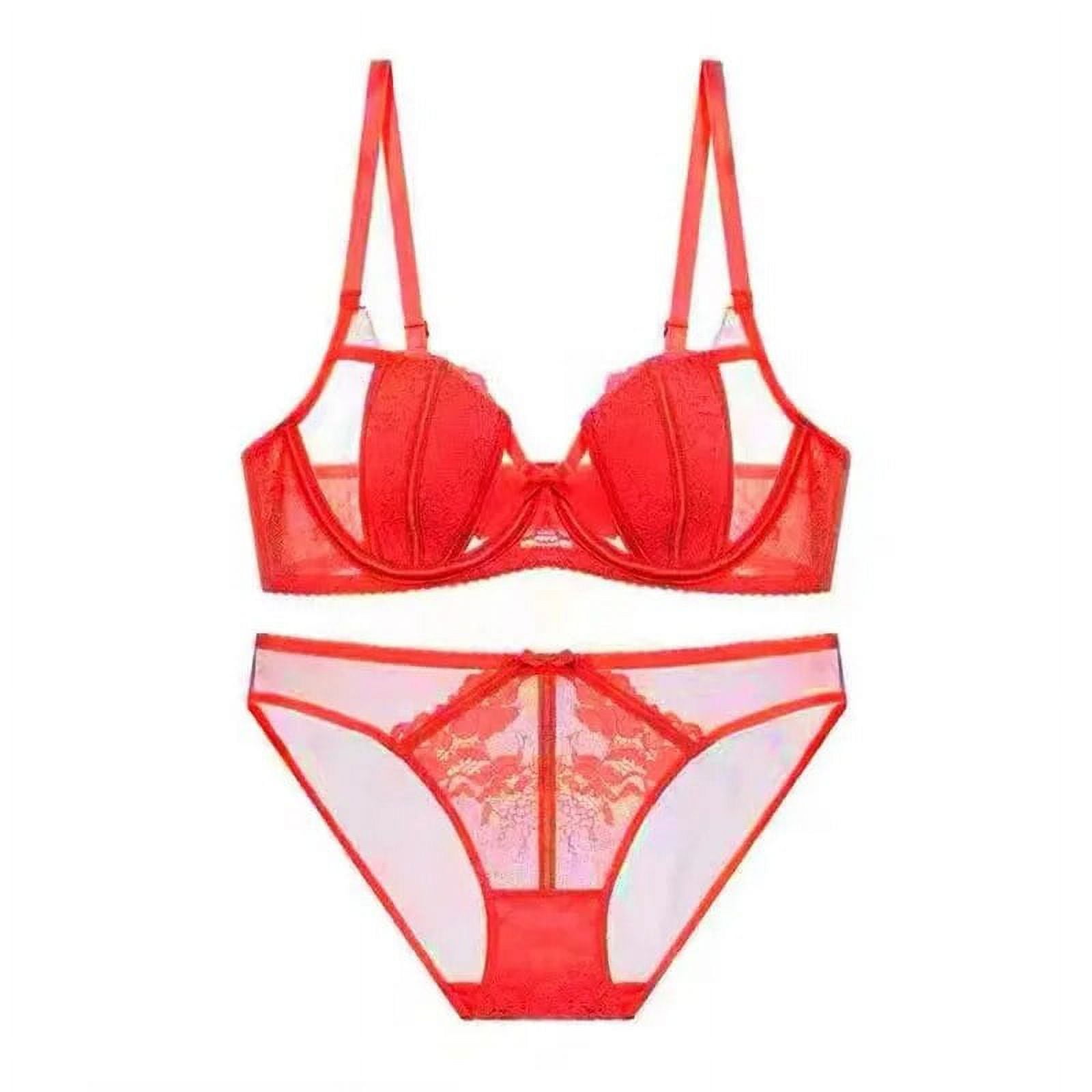 Lovirlve Set Celana Dalam Dan Bra Seksi Set Lingerie Renda Bordir Ultra Tipis Pakaian Dalam