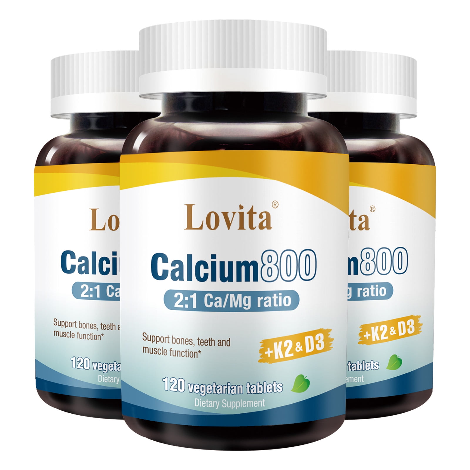 Lovita Calcium 800 mg, Highly Absorbable with Vitamin D3 & K2, 2:1 ...