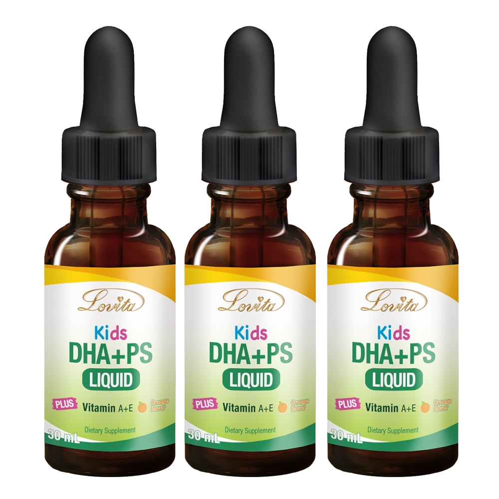 Lovita Kids DHA + PS Liquid: DHA, Phosphatidylserine, Vitamin A & Vitamin E, for Infants and ...
