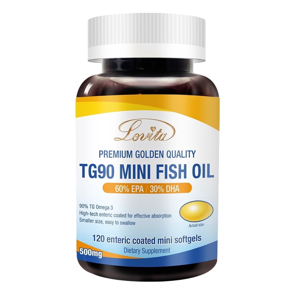 LOVITA Mini Fish Oil for Women, 1000mg Omega-3, Burpless, Heart & Brain ...