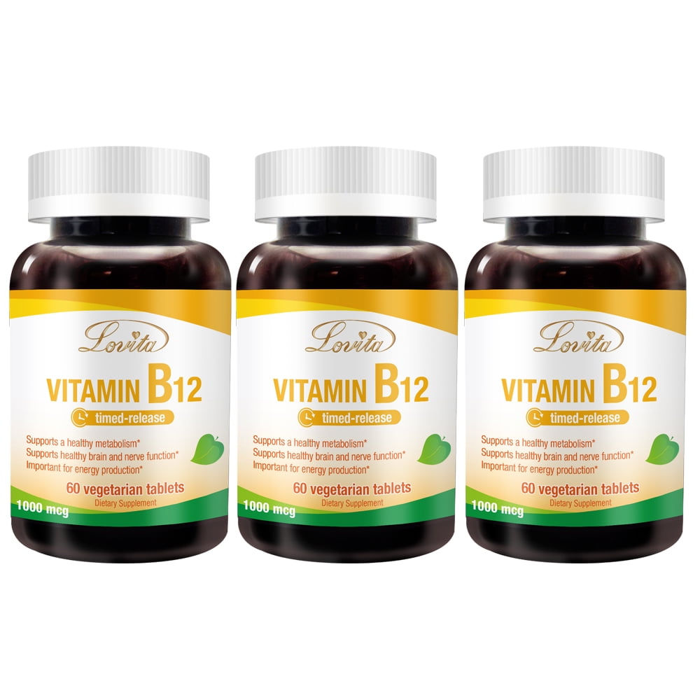Lovita Vegan-Friendly Vitamin B12 1000 mcg, Timed Release, Supports ...