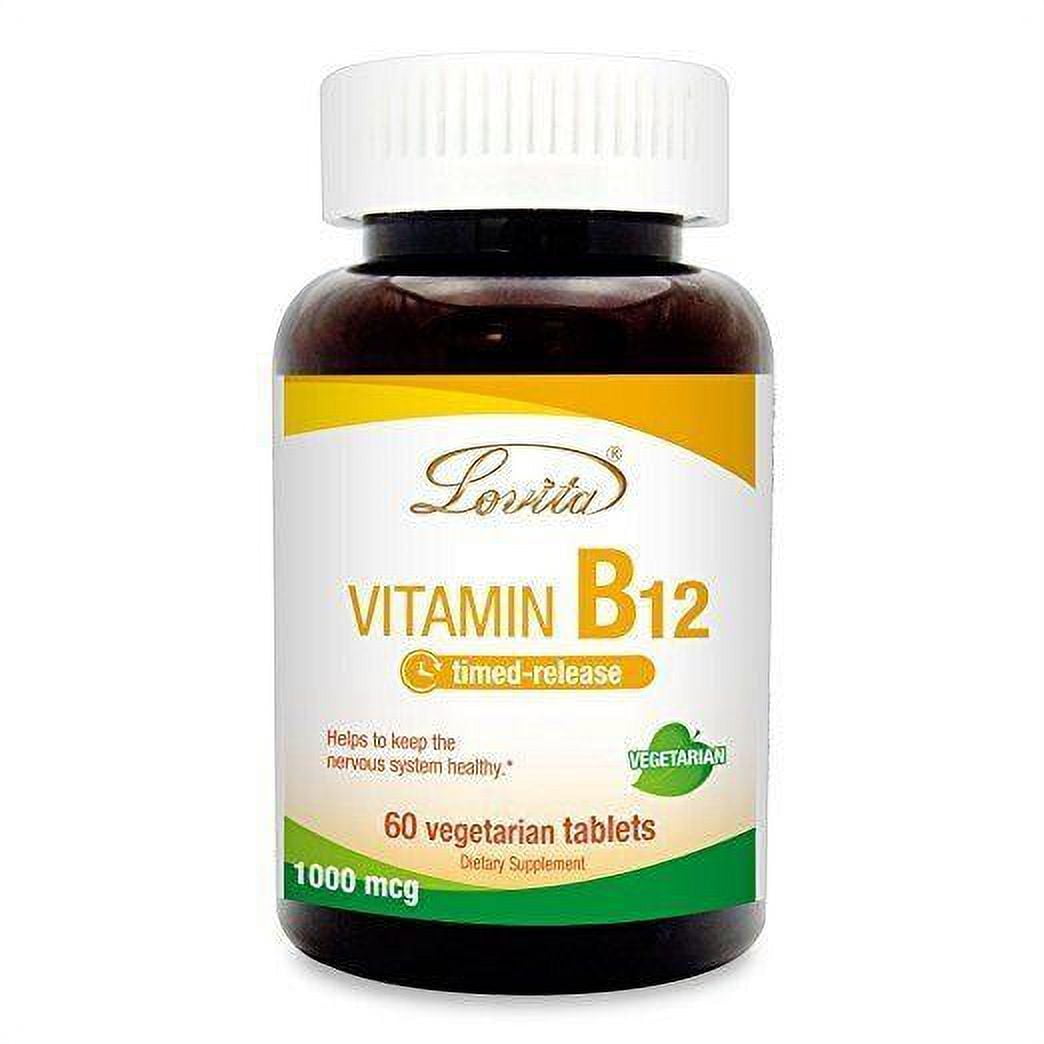 Lovita Vitamin B12 1000mcg, cyanocobalamin, 60 timed-release tablets ...
