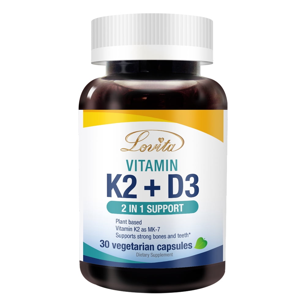 Lovita Vitamin K2 + D3, 400 IU Vegan Vitamin D3 & 120 mcg Vitamin K2 ...
