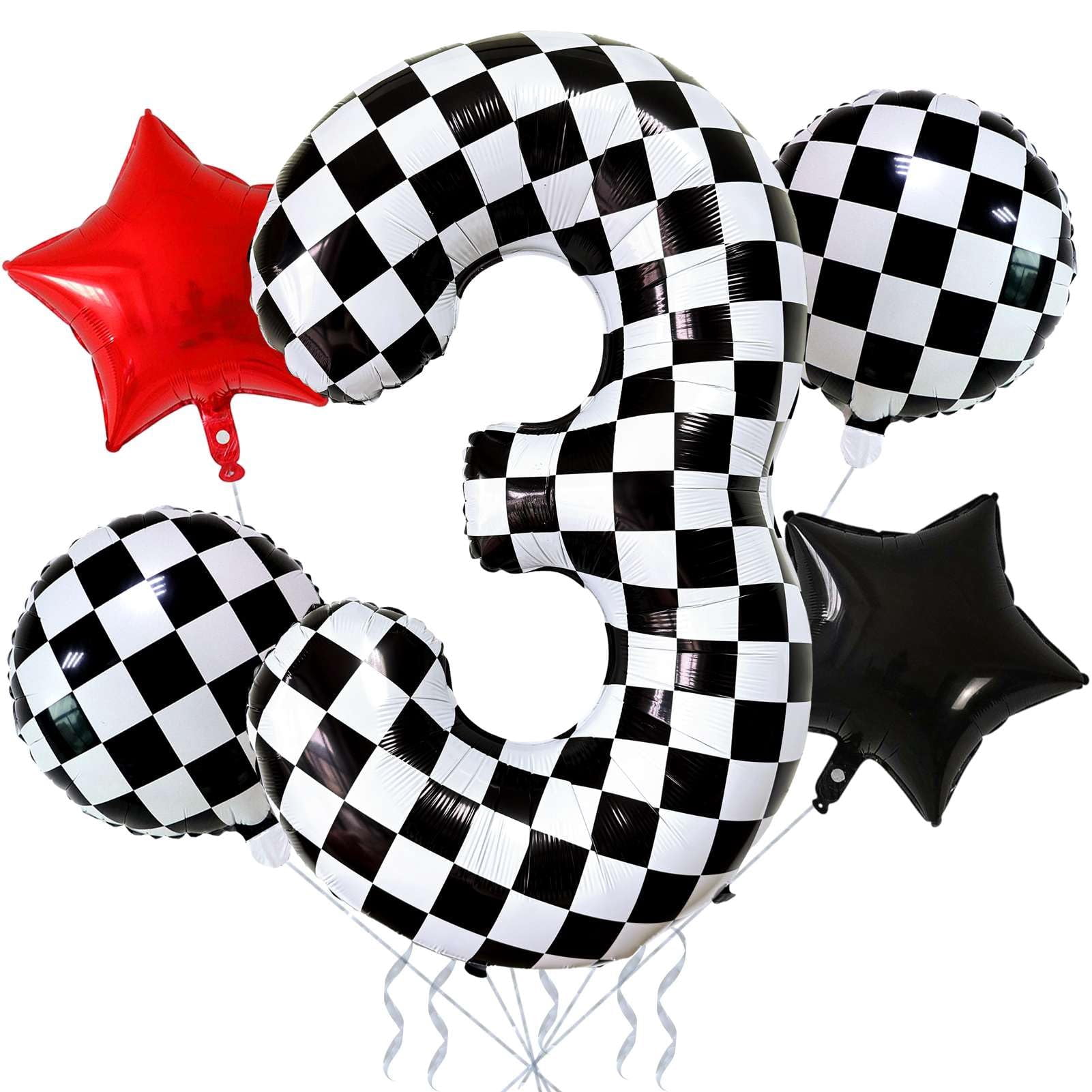Lovoir 40 Inch FEV6 Black White Checkered Number 3 Balloon Giant Race ...