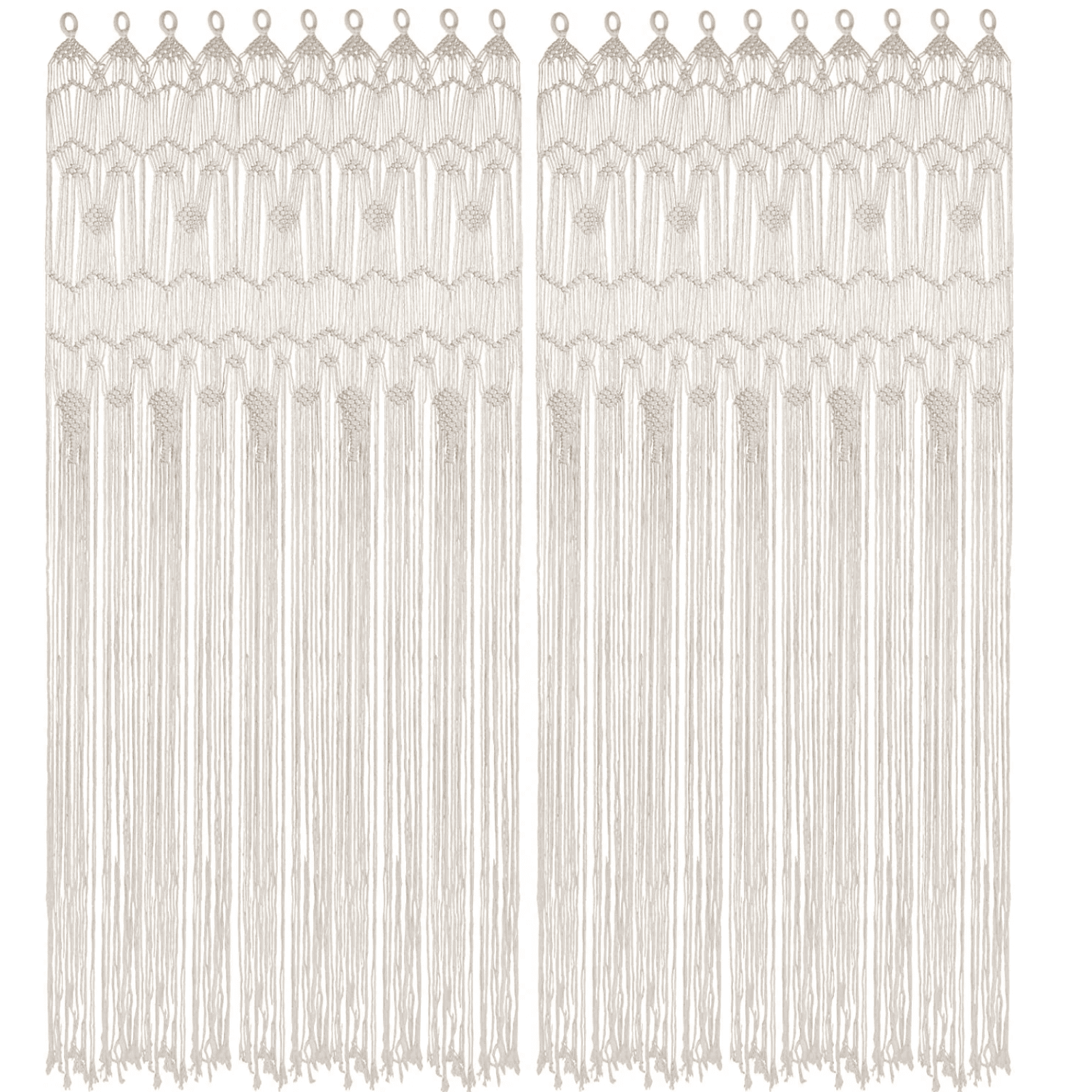Lovote 2 Pcs 83" x 35" Cotton Macrame Curtains Boho Woven Wall Hanging ...