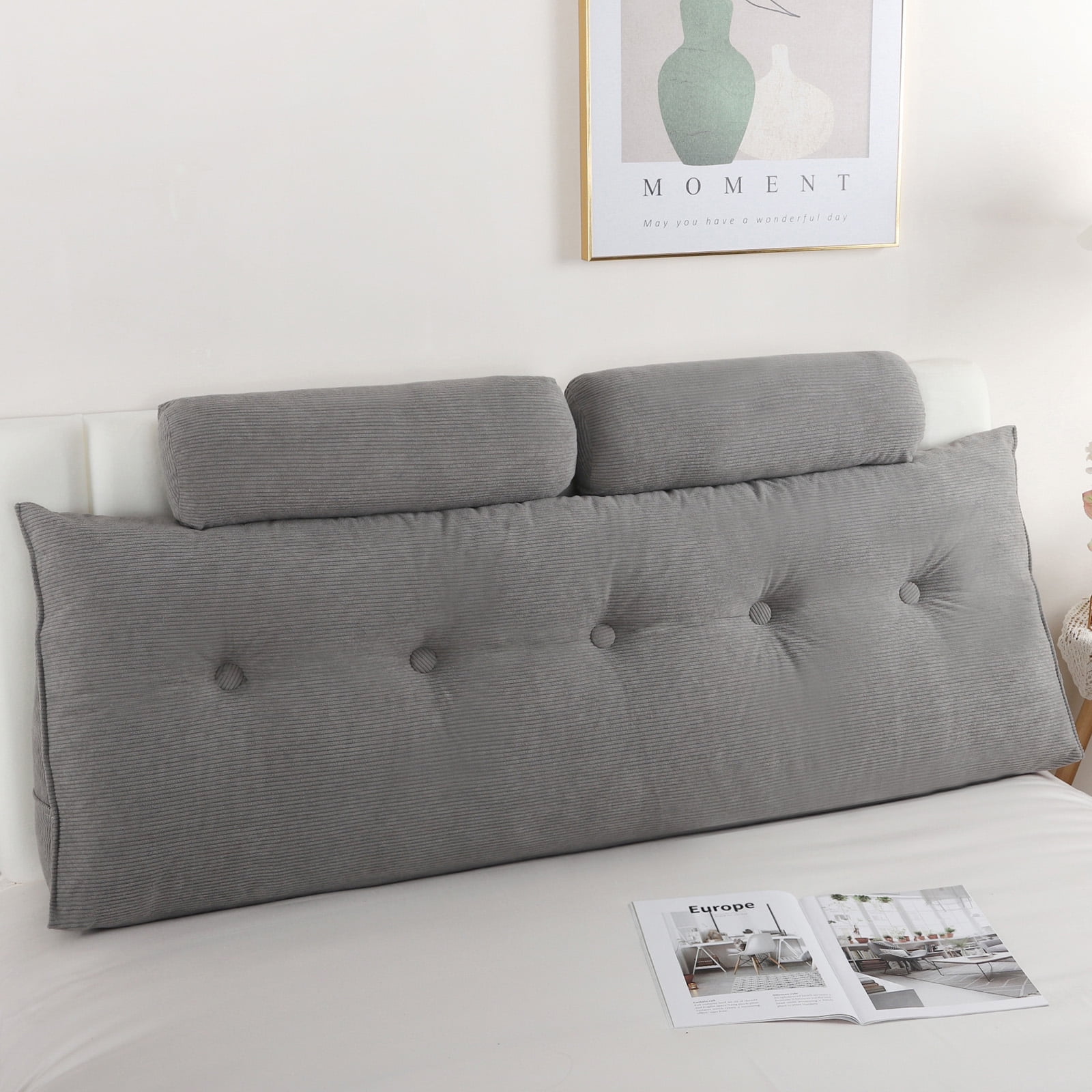 Lovote Bed Headboard Wedge Pillow with Neck Roll Pillow Ultimate Back ...