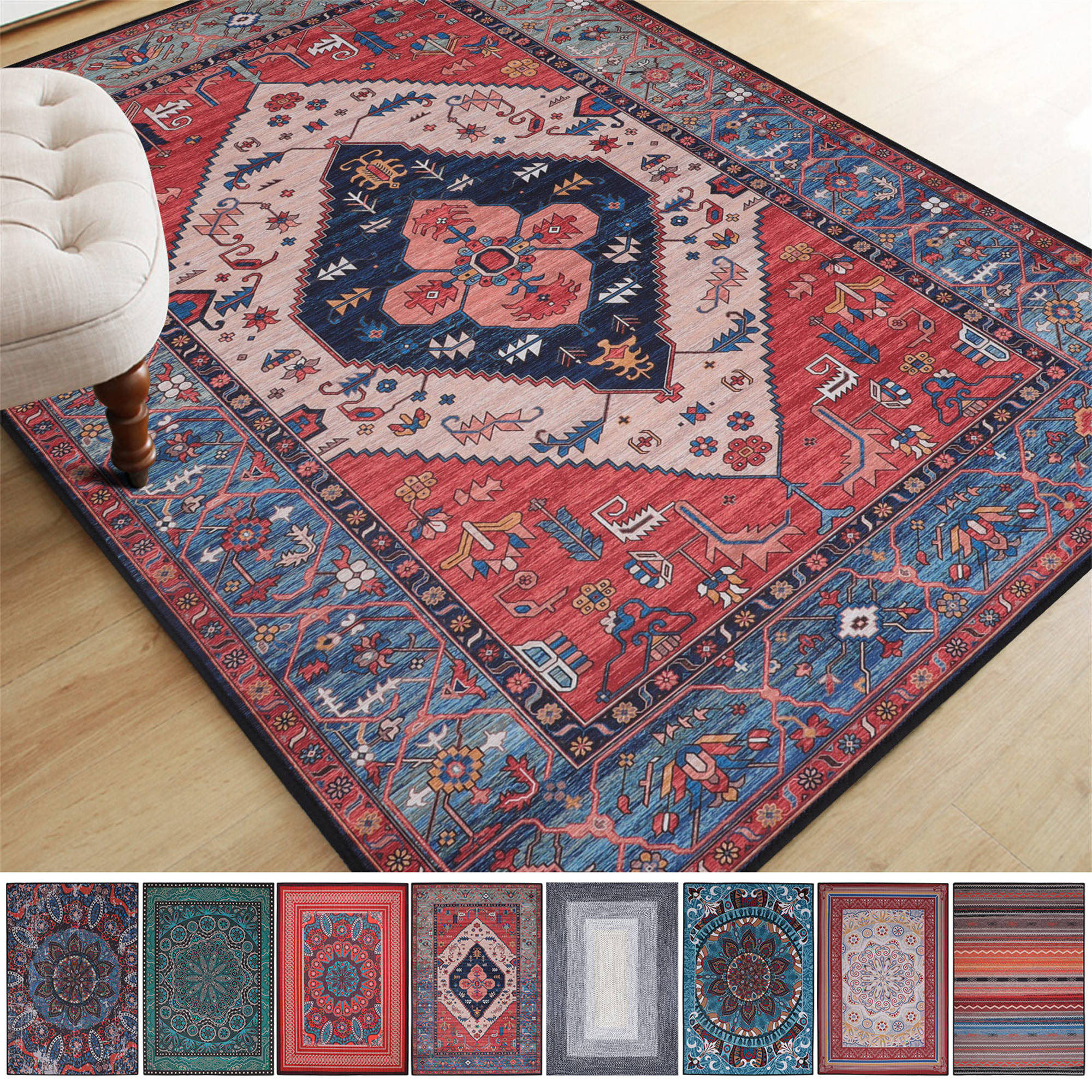 Lovote Classic Area Rug Traditional Oriental Carpet Vintage Floor Rug 4 ...