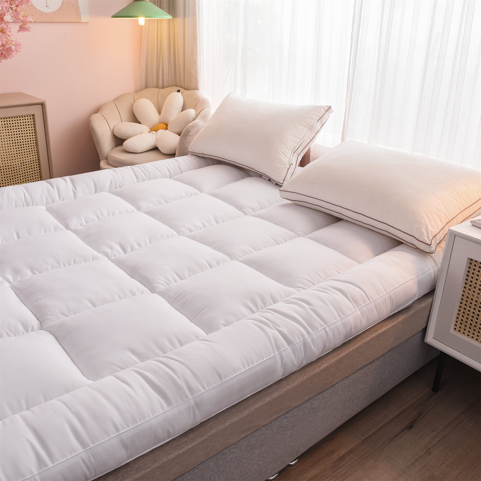 Lovote Extra Thick Full Mattress Topper, 3 inch Down Alternative Fill ...