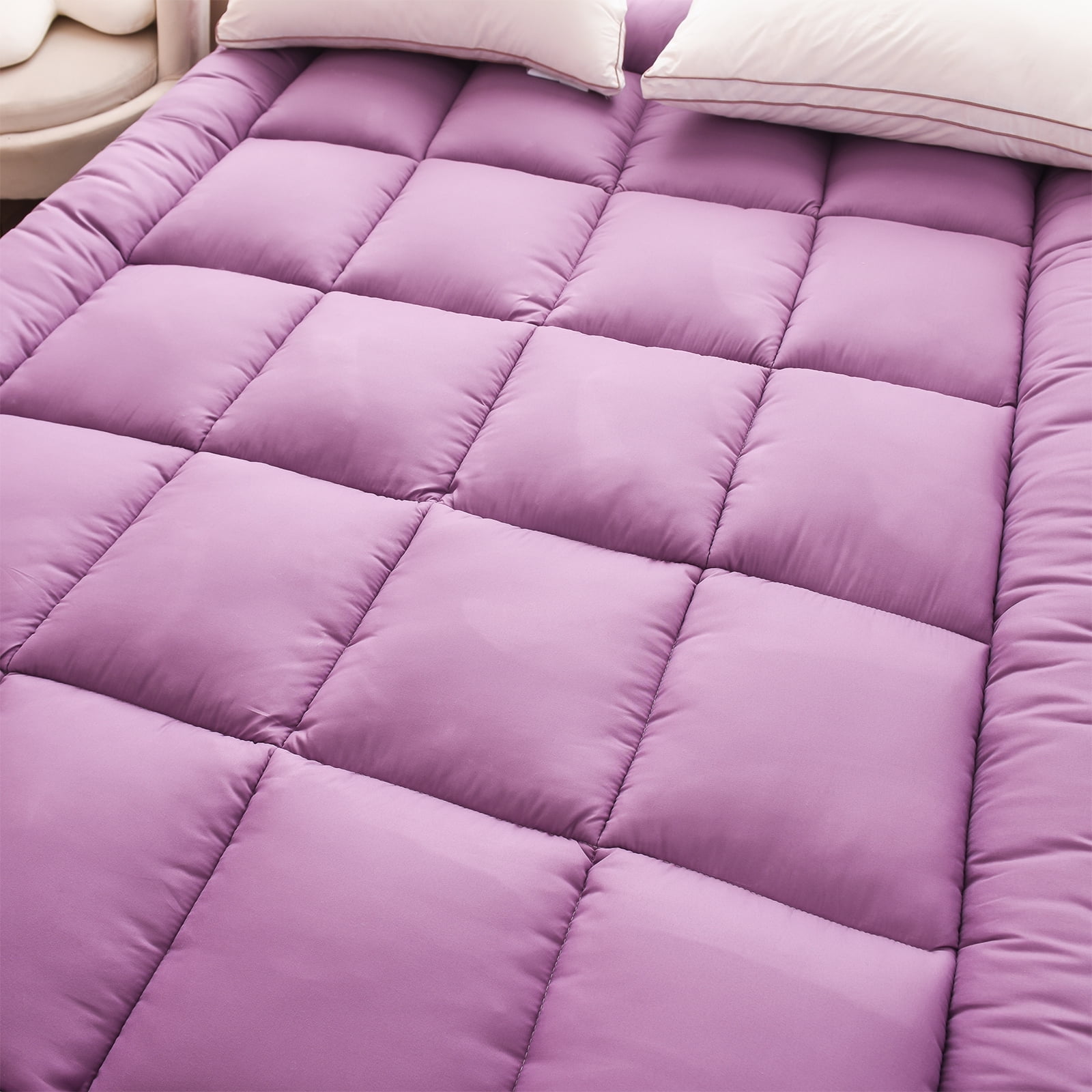 Lovote Cooling Plush Queen Mattress Topper 3 Inch Thick Microfiber Fill Soft And Breathable
