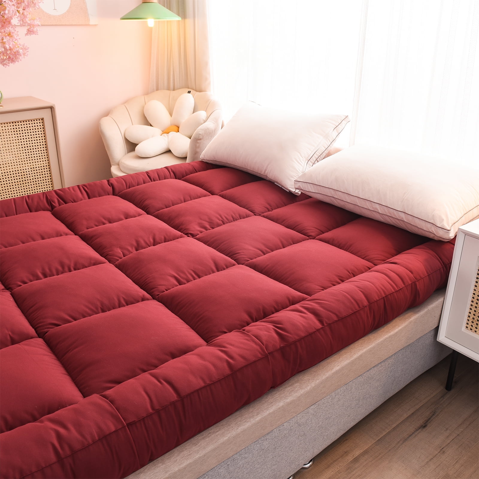 Lovote Thick Twin Mattress Topper Pillow Top With Down Fill Microfiber Soft Breathable
