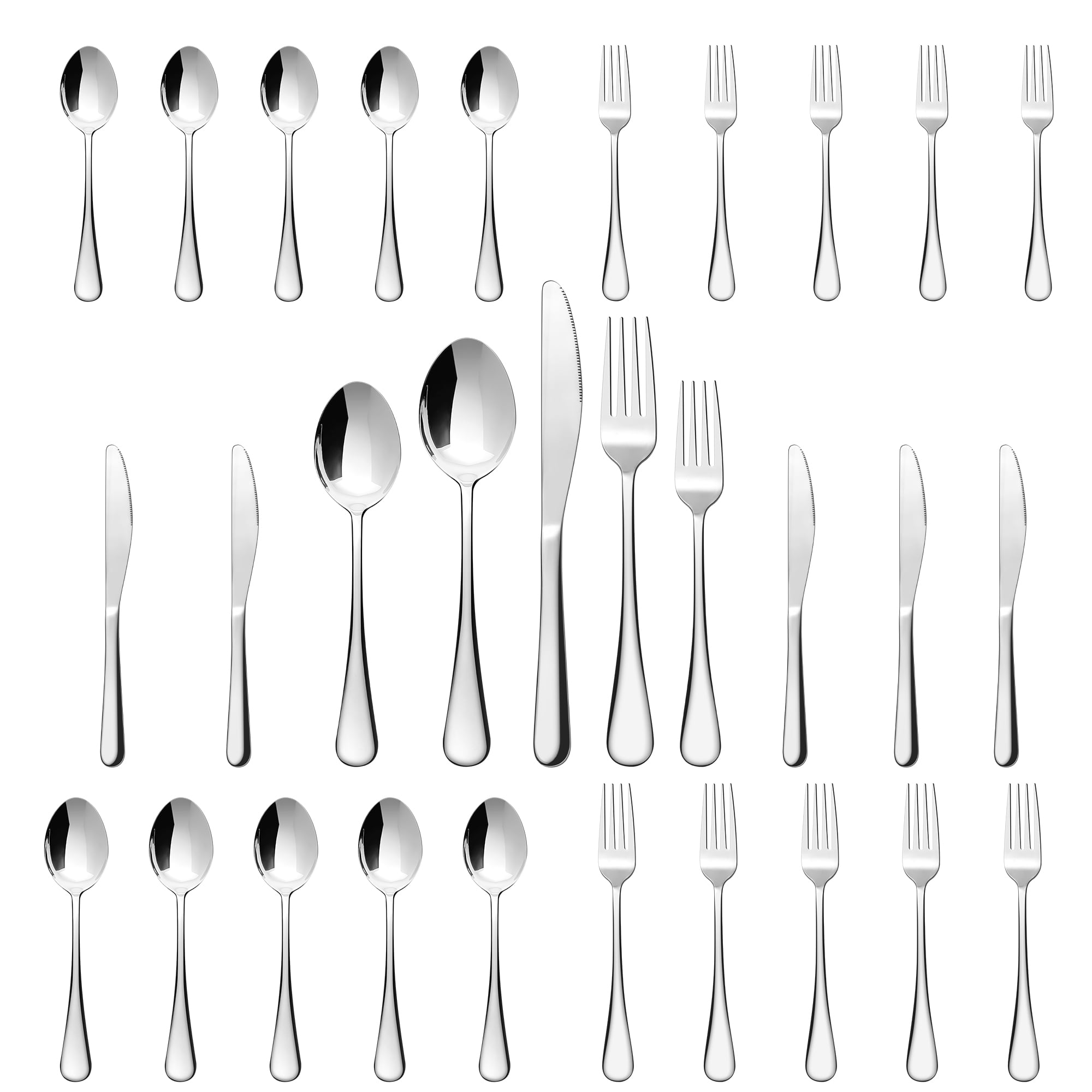Lovote 30-Piece Stainless Steel Flatware Set, Service for 6 with Knives ...