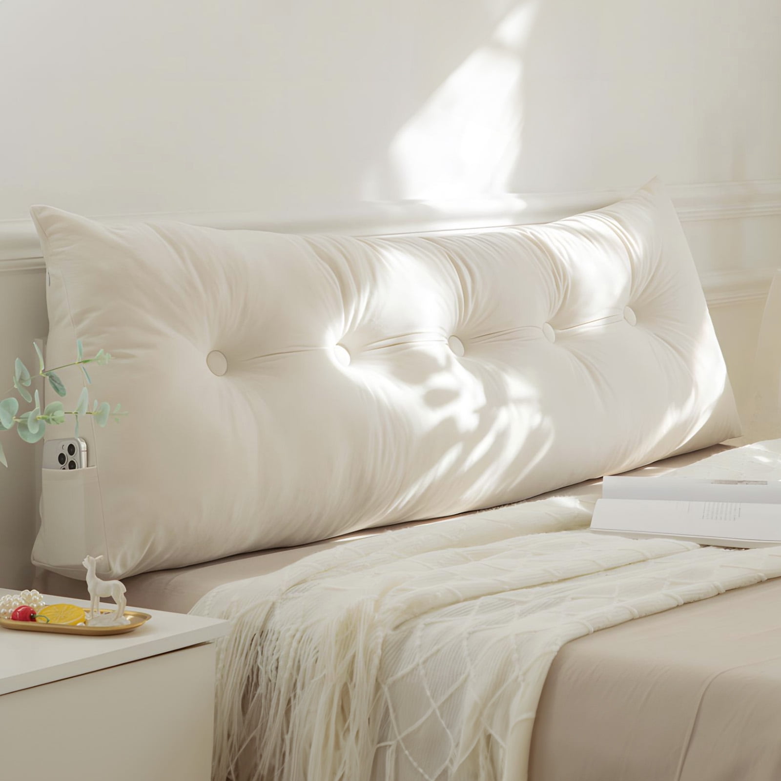 Lovote Wedge Headboard Reading Pillow 59" x 15.7" x 4.7" Triangular ...