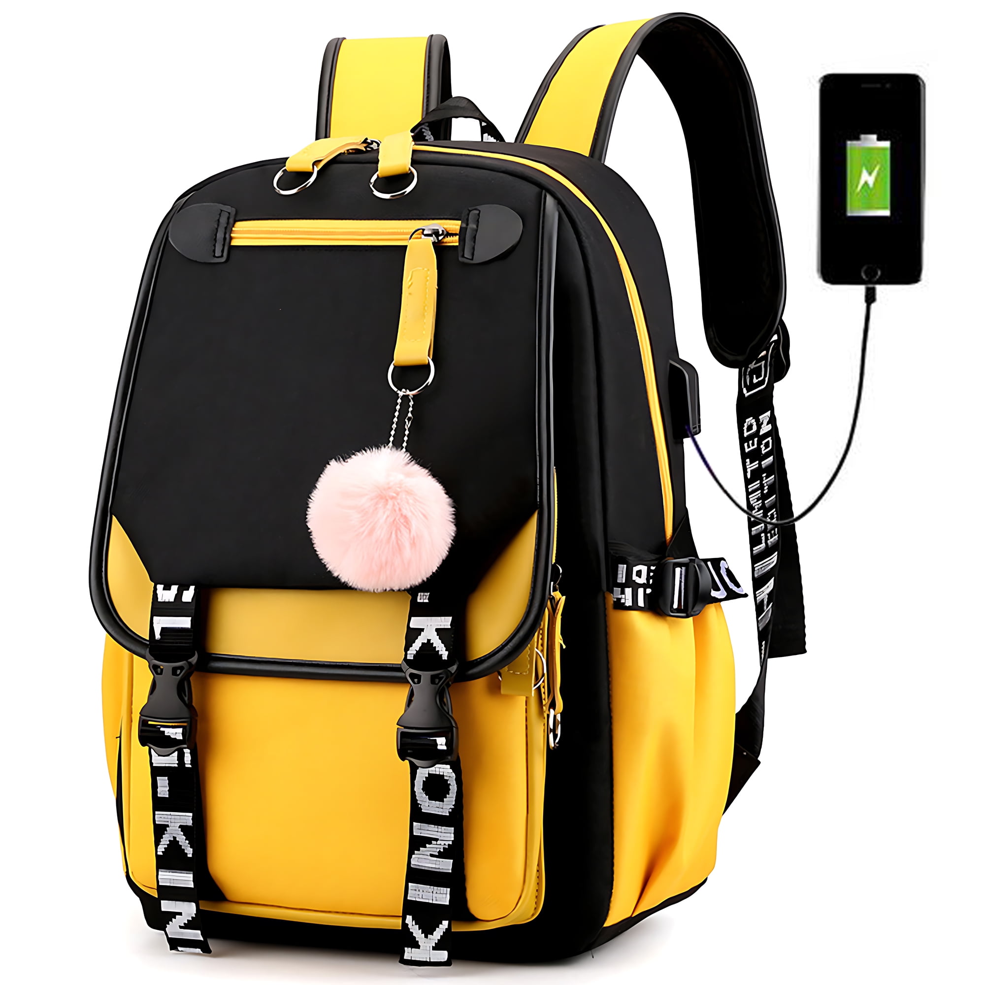 Lovote Women's Usb Charging Waterproof Backpack, Yellow - Walmart.com