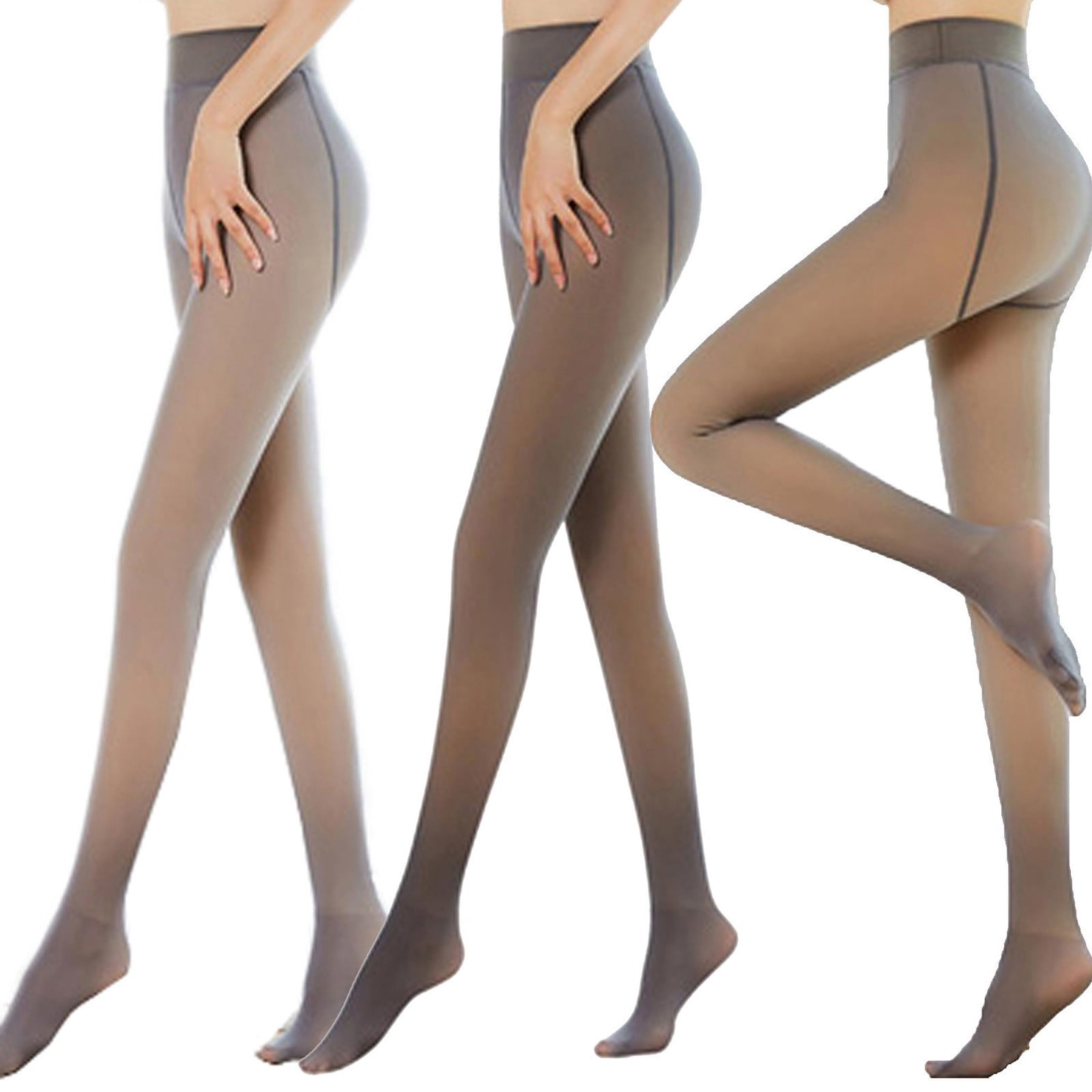 Lovskoo 2024 3 Pairs Fleece Lined Tights Women Fleece Translucent