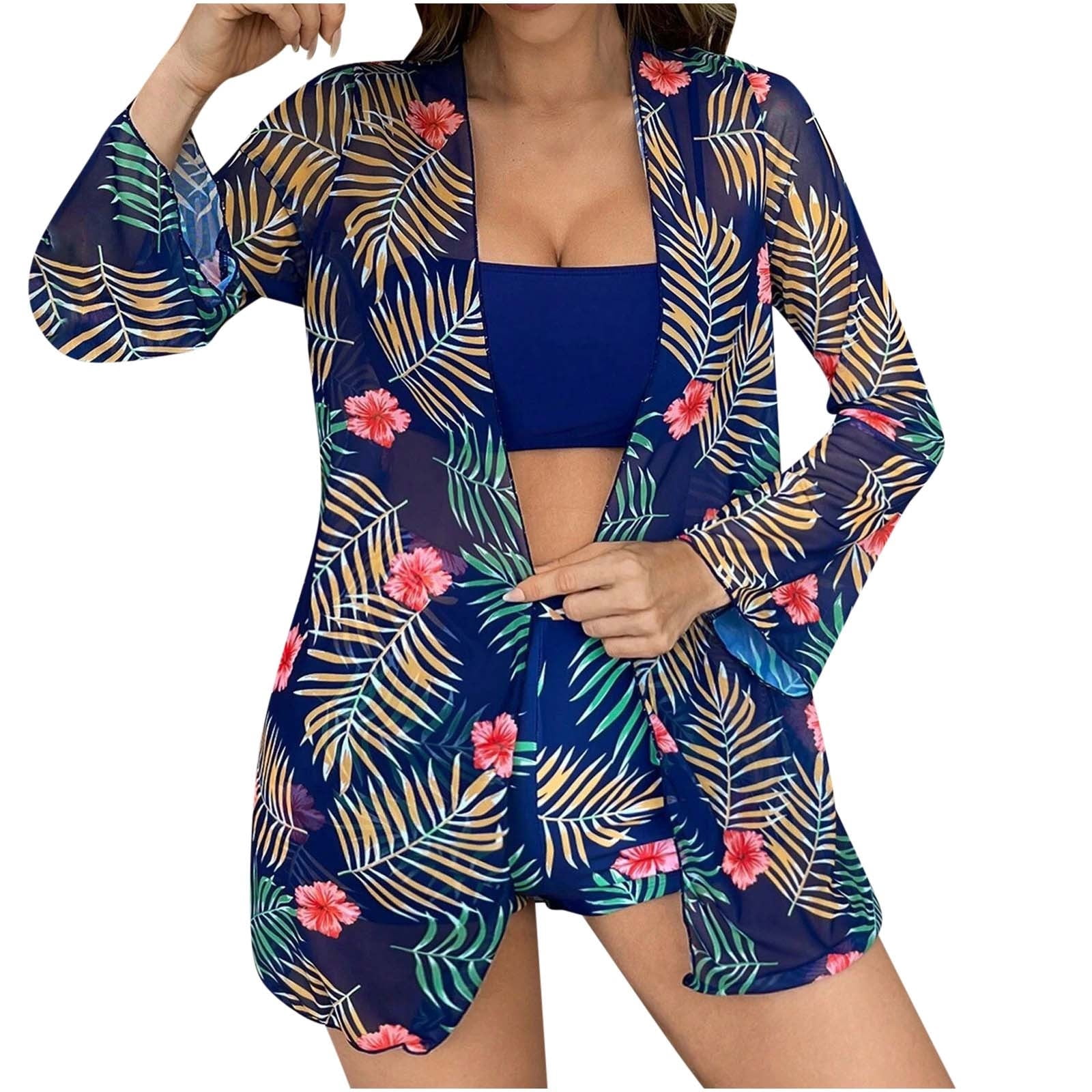 Lovskoo 2024 3 Piece Swimsuits for Women Hawaiian Outfits Floral ...