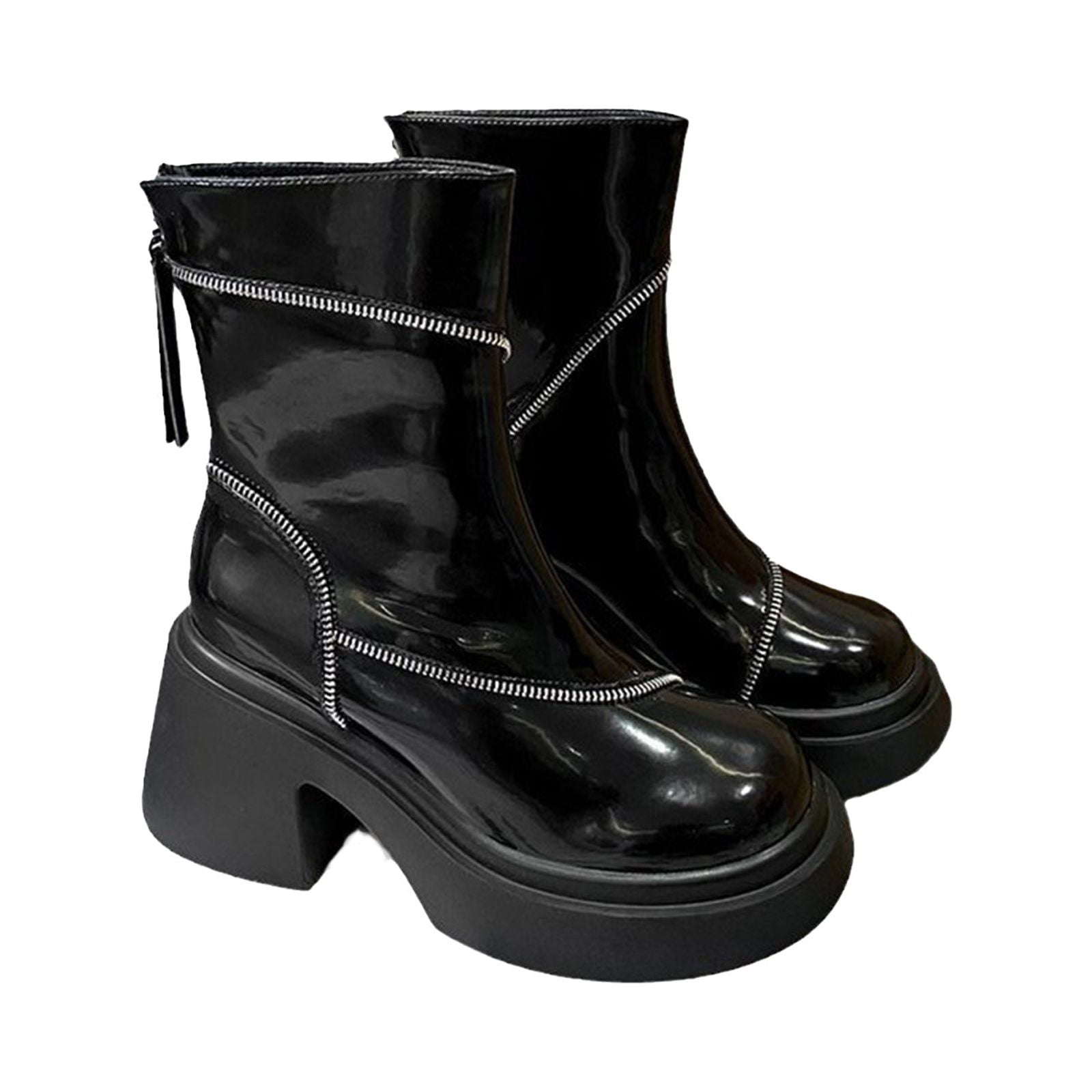 Lovskoo 2024 Ankle Boots for Women Round Toe Platform Chunky Heel Thick ...