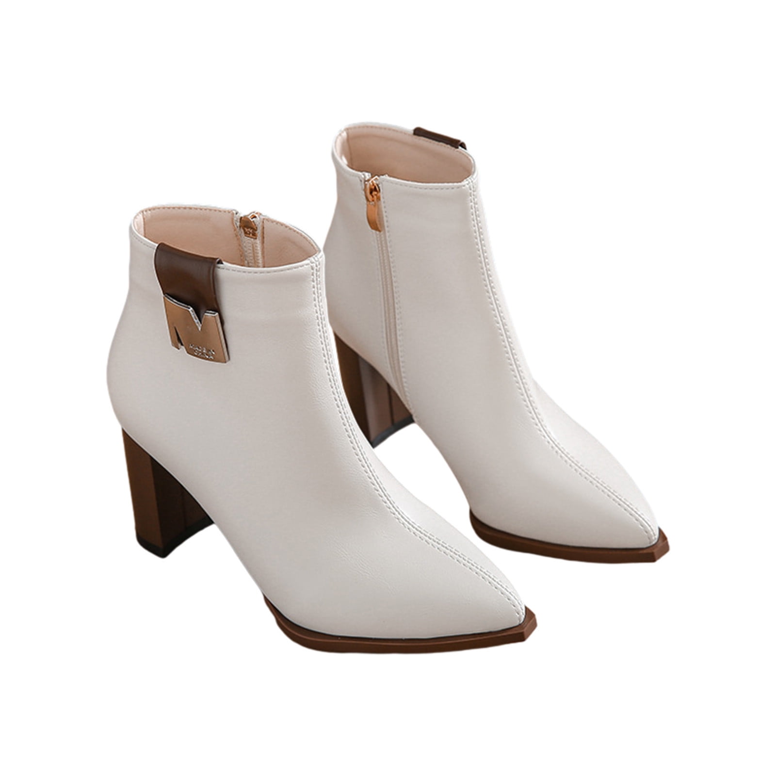 Lovskoo 2024 Ankle Boots for Women Small Fragrant Style Round-Toe Pearl ...