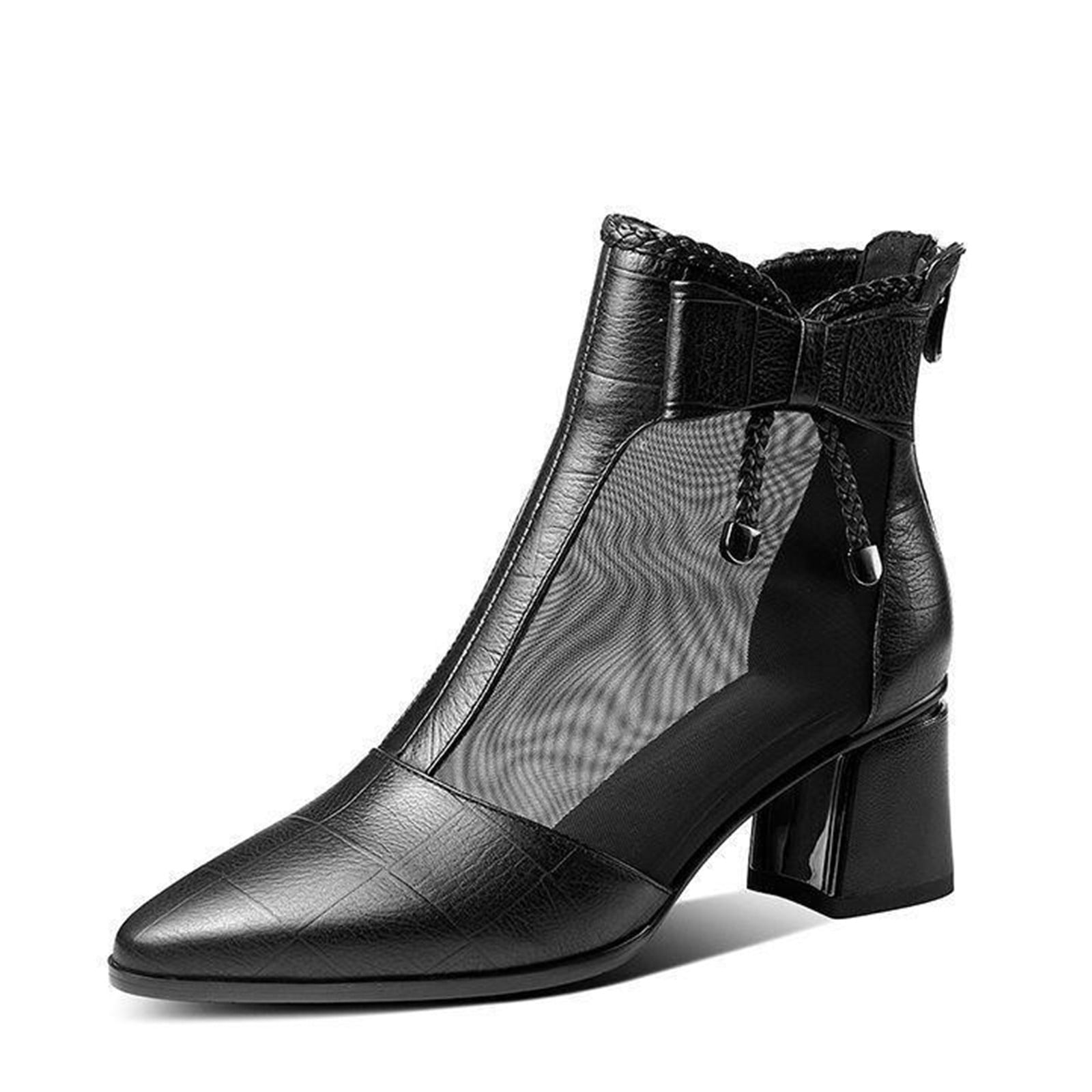 Lovskoo 2024 Ankle Boots for Women Pointed Toe Chunky Heel Winter Light Tan Chunky Platform Sole ...