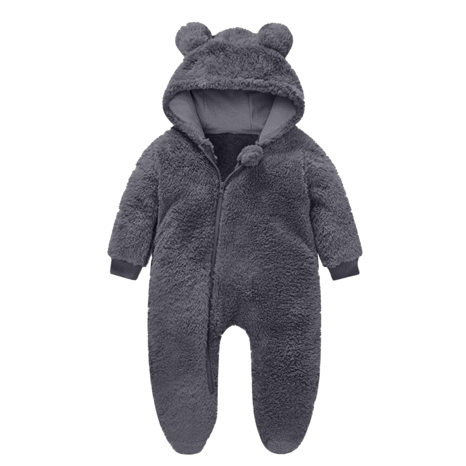 Zwiiyzr 2025 Baby Crawling Clothes Baby Fluffy Hooded Long Jumpsuit ...