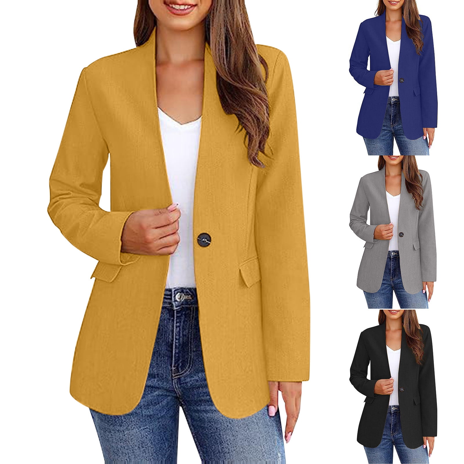 Lovskoo 2024 Blazers for Women Business Casual Turn Down Collar Long ...