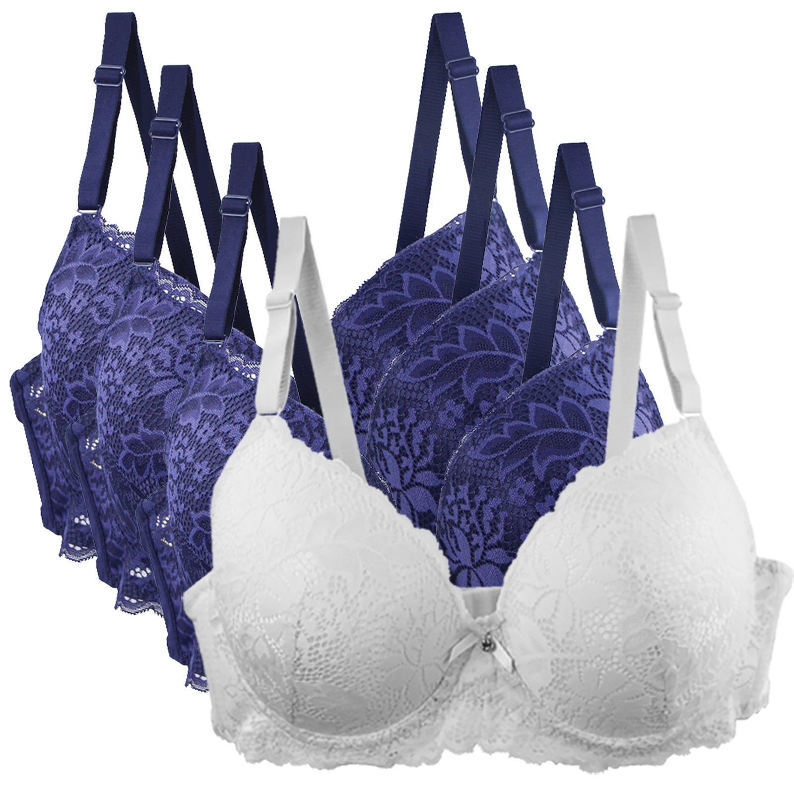 Lovskoo 4Pack Bra For Women Seamless Lace Sports Comfortable Breathable ...
