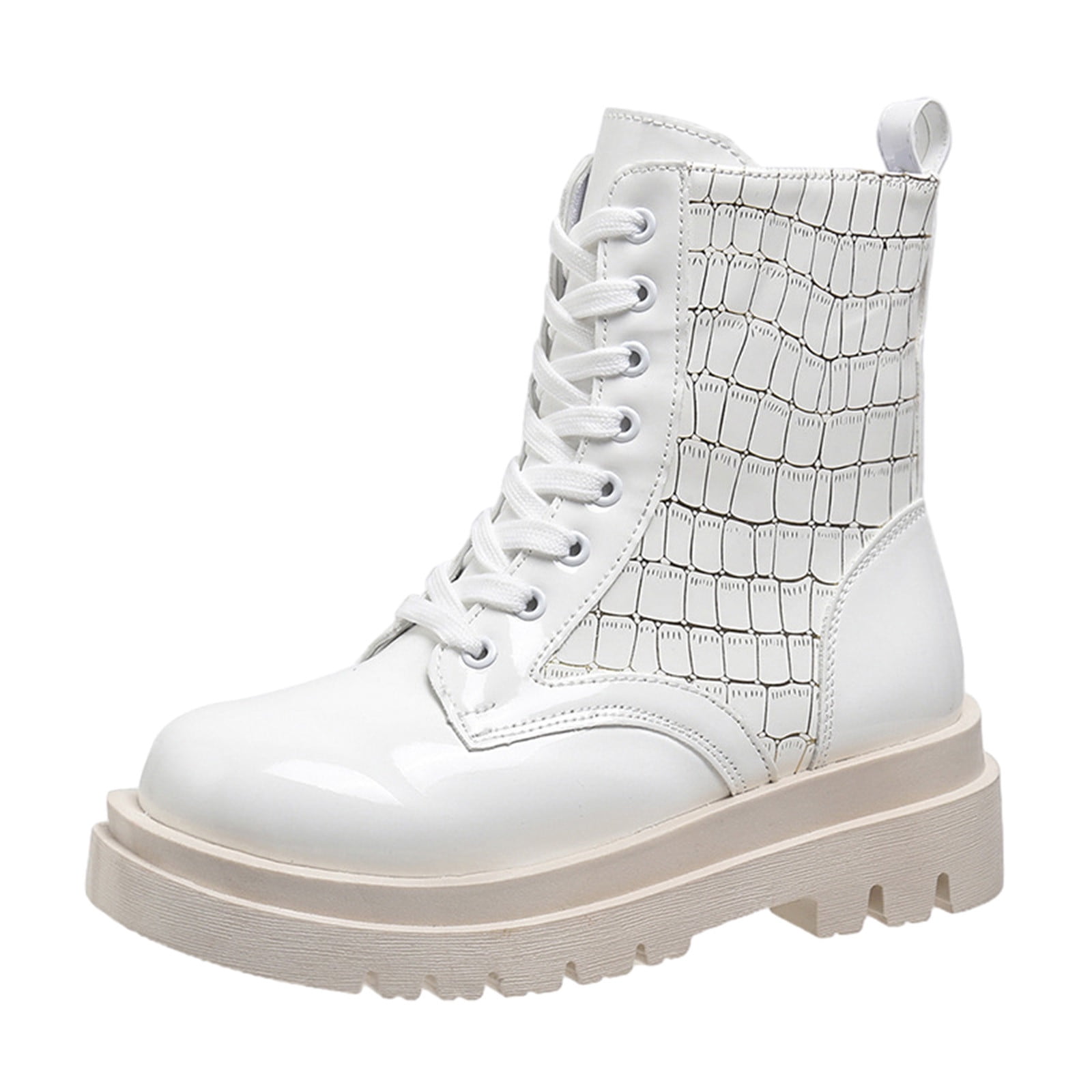 Lovskoo 2024 Combat Boots Womens Round Toe Platform Vintage Elastic ...