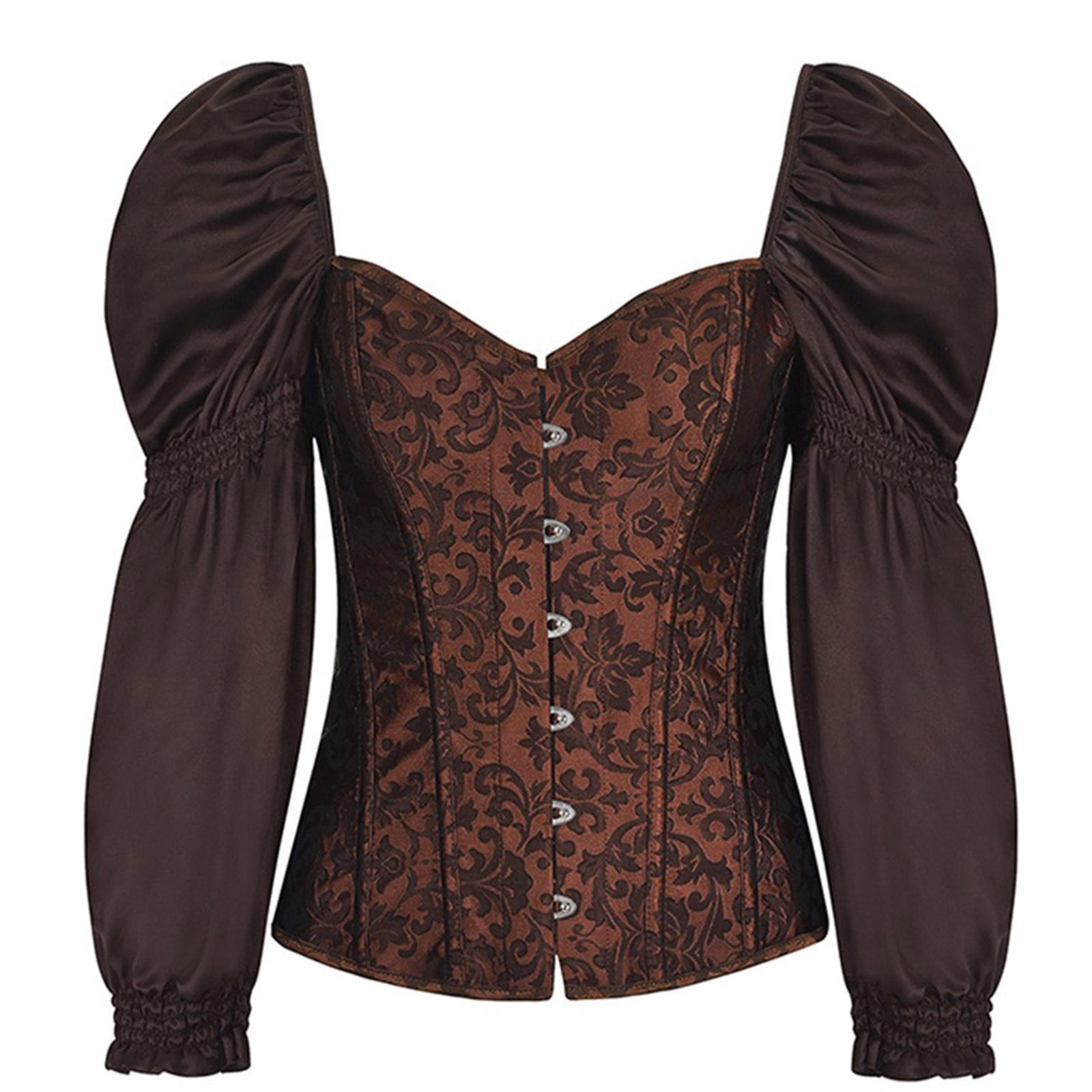 Lovskoo 2024 Corset Tops For Women Steampunk Renaissance Corset Lace Up Corset Bustier Puff