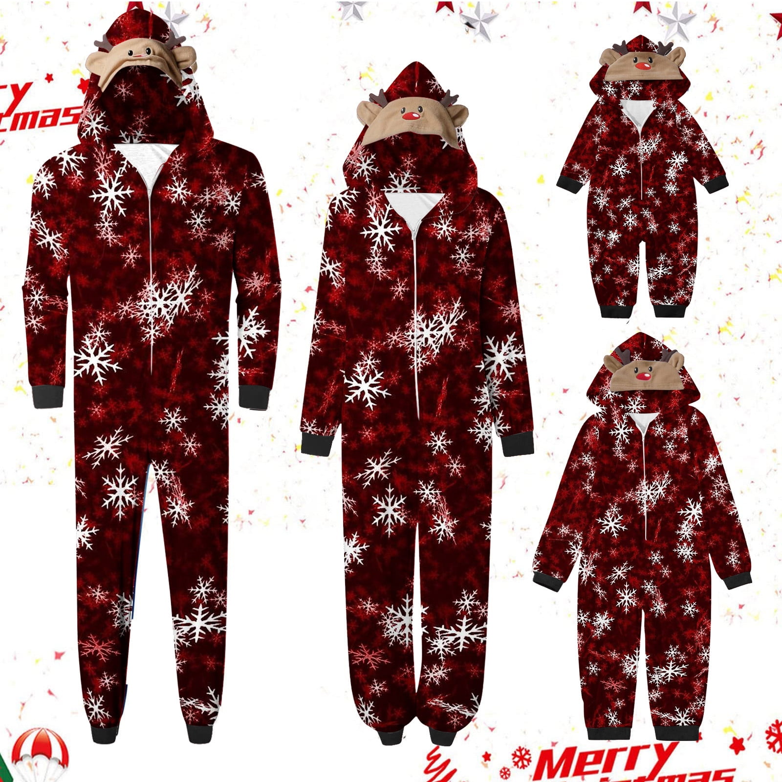 Lovskoo 2024 Family Christmas Pajamas Matching Sets Onesie Printed Long ...