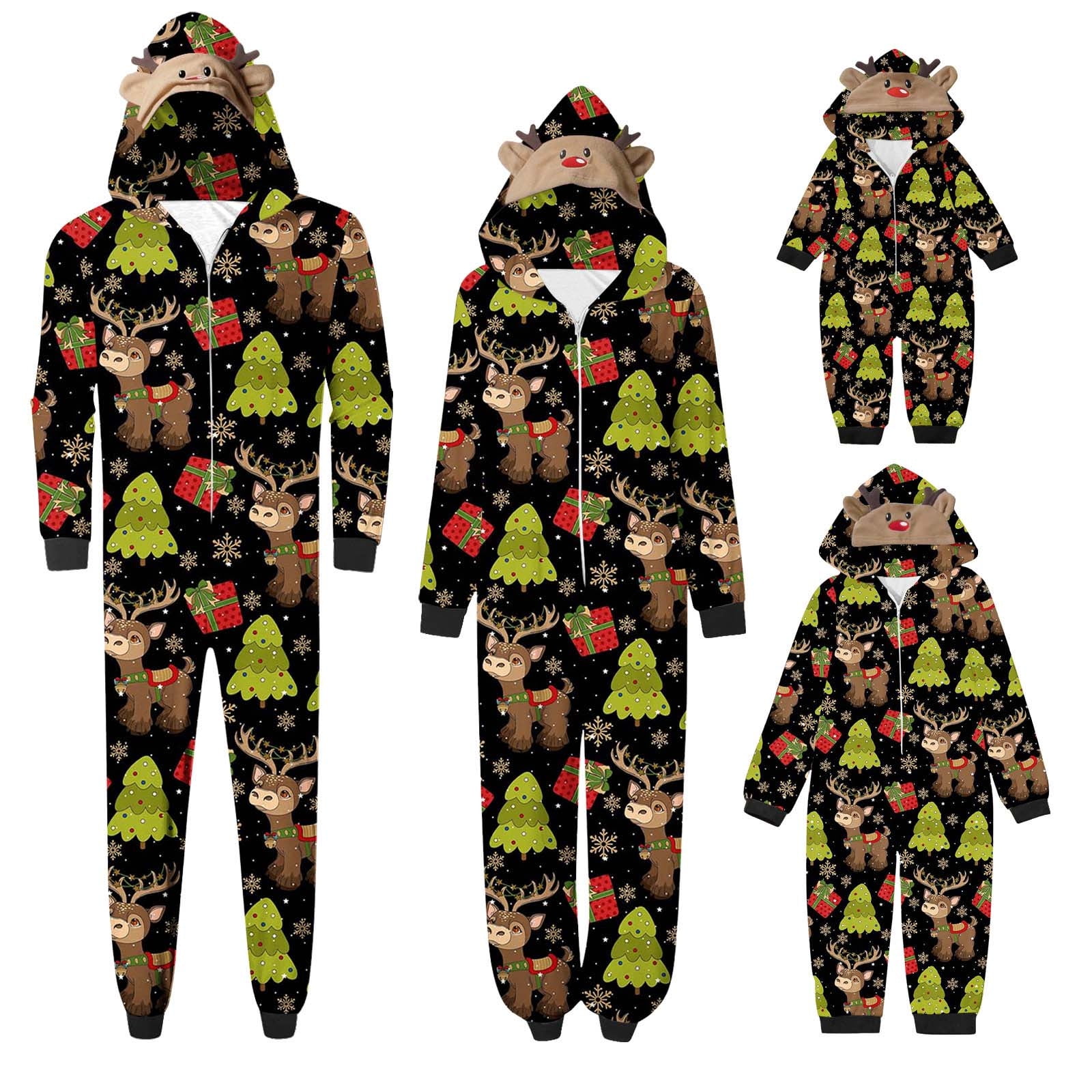 Lovskoo 2024 Family Christmas Pajamas Matching Sets Onesie Printed Long ...