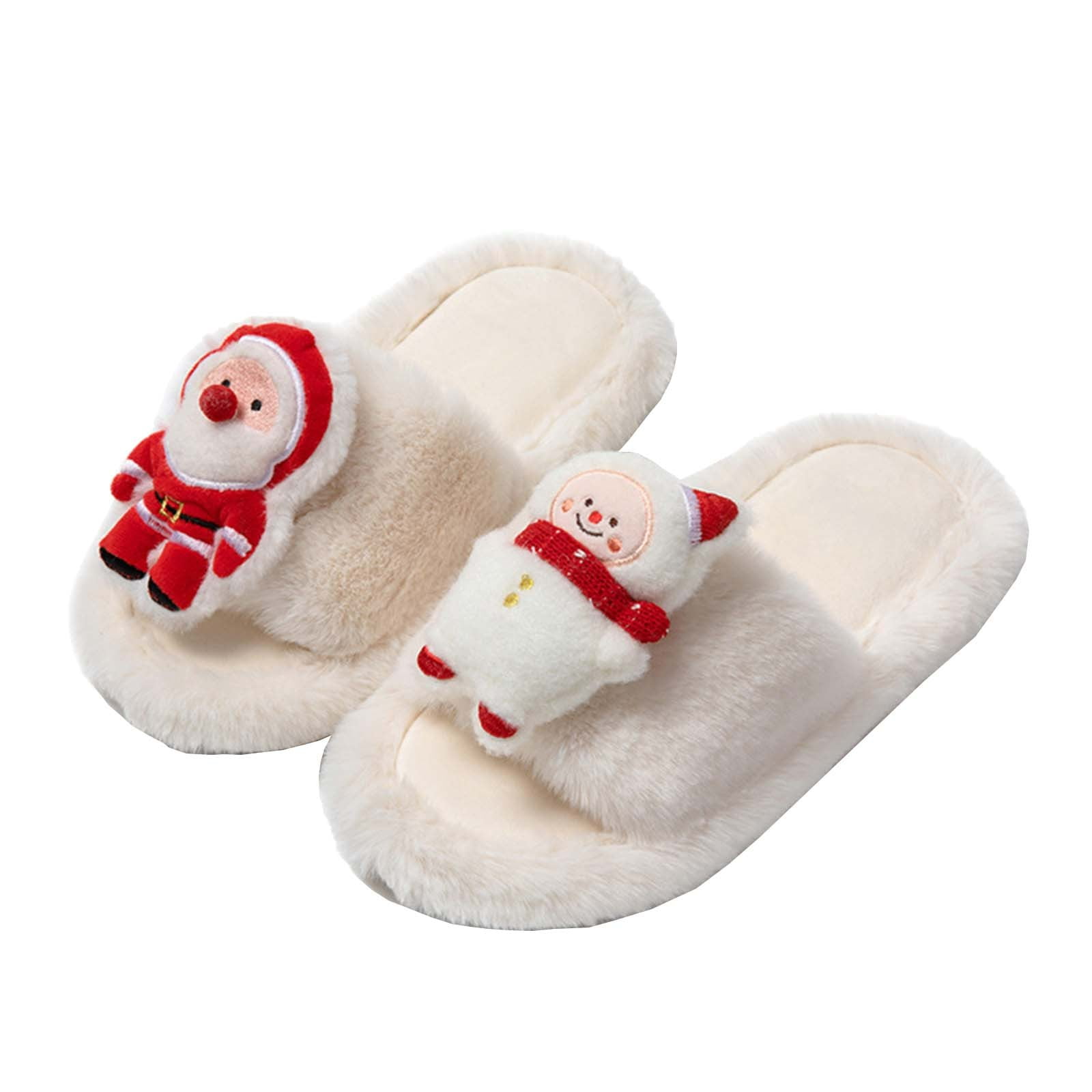 Lovskoo 2024 Women's Novelty Christmas Slippers Cute Fuzzy Open Toe ...