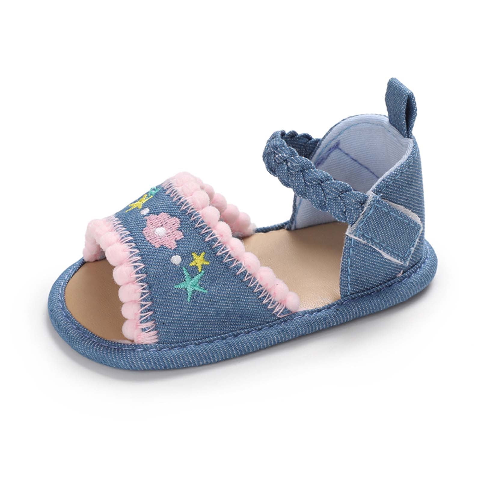 Zwiiyzr 2025 Girls Baby First Walking Shoes 0-1 Years Infant Slingback Sandals Embroidered ...