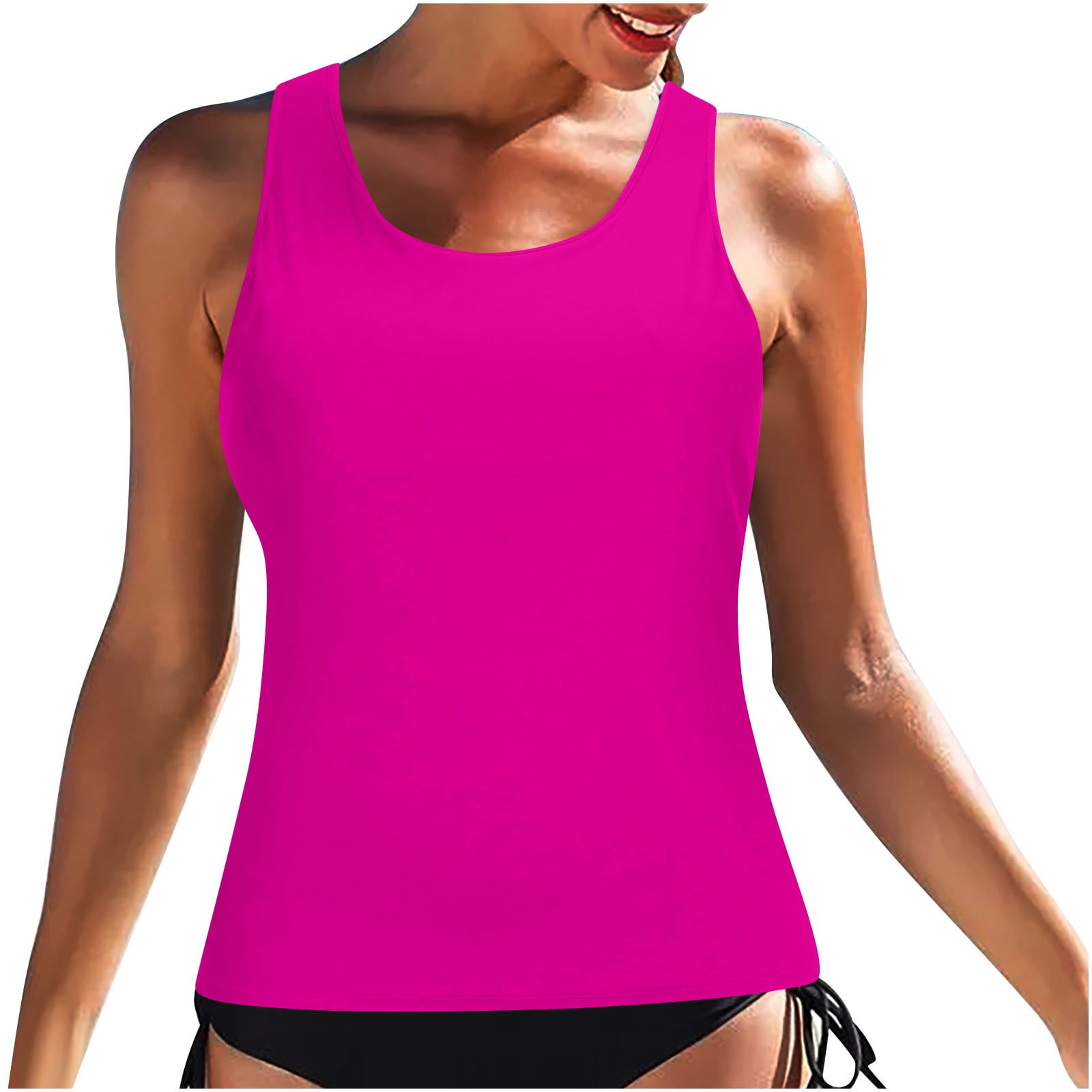 Lovskoo 2024 High Neck Solid Color Tankini Top Bathing Suit Tops for ...
