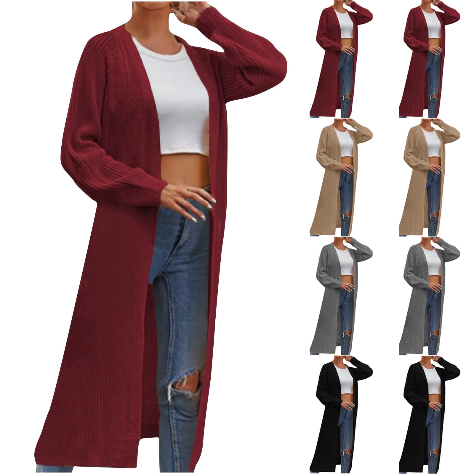 Lovskoo 2024 Long Cardigans for Women Trendy Solid Loose Long Sleeve ...