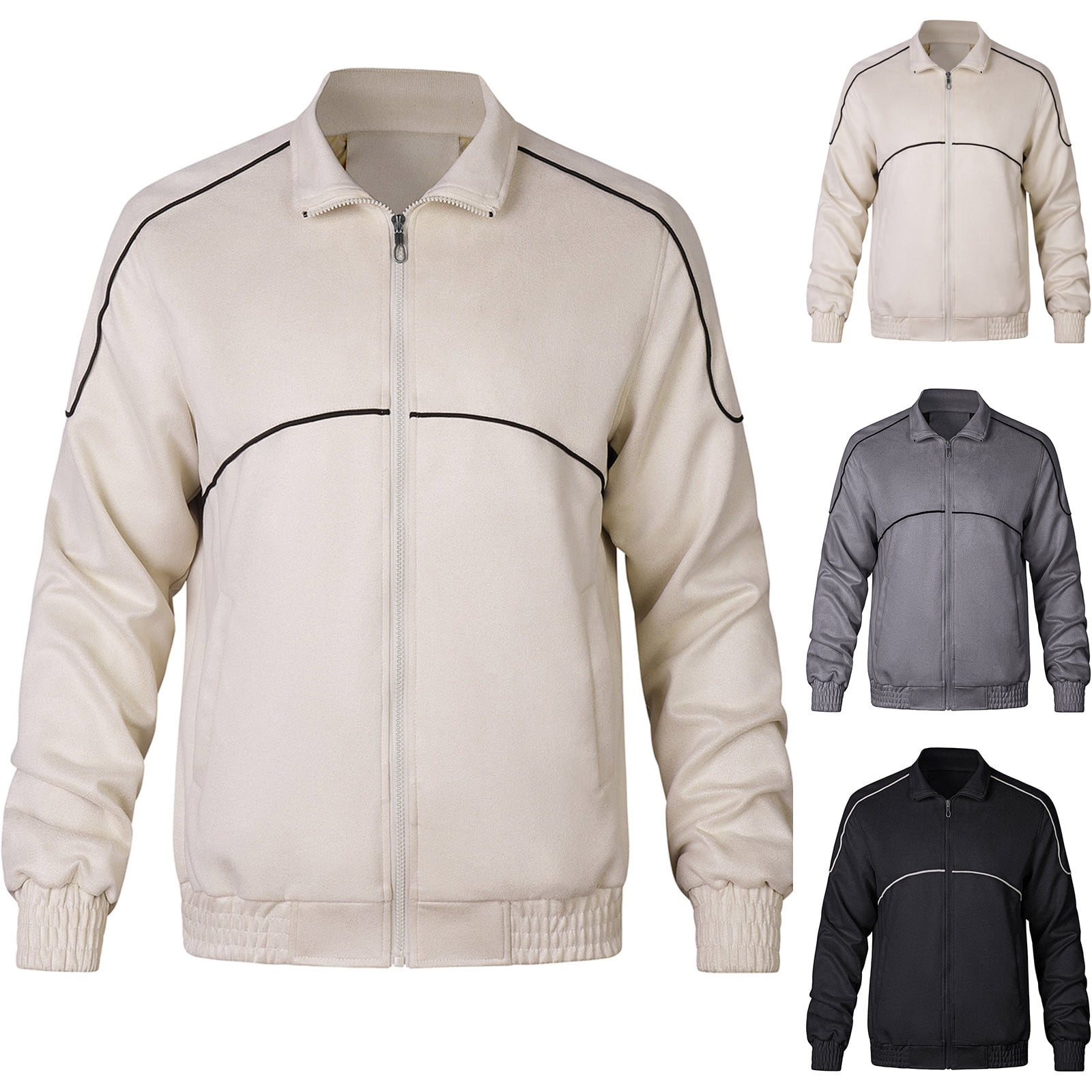 Lovskoo 2024 Men's Faux Suede Bomber Leather Jackets Lightweight ...