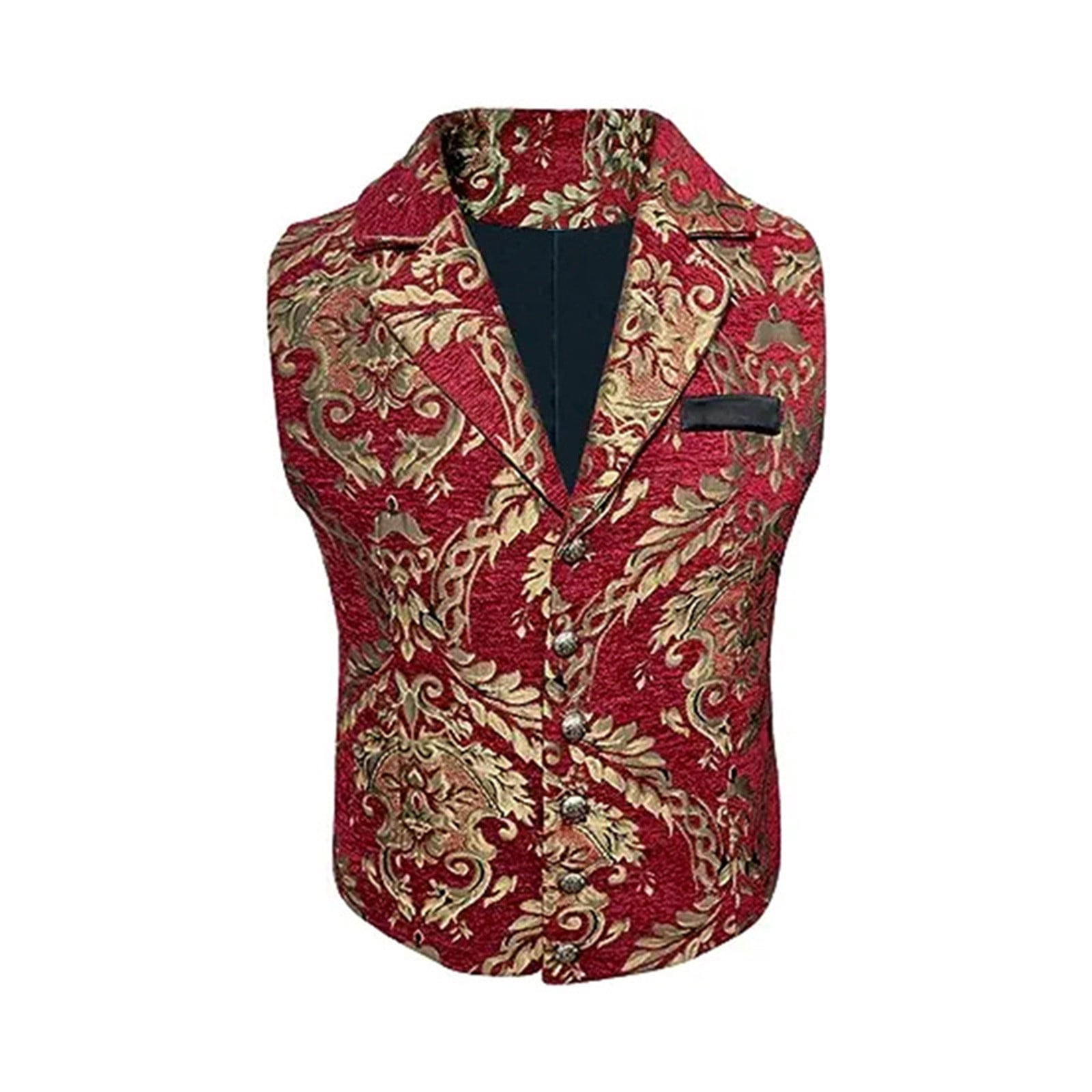 Lovskoo 2024 Men's Formal Vest Jacquard Waistcoat Single Breasted ...