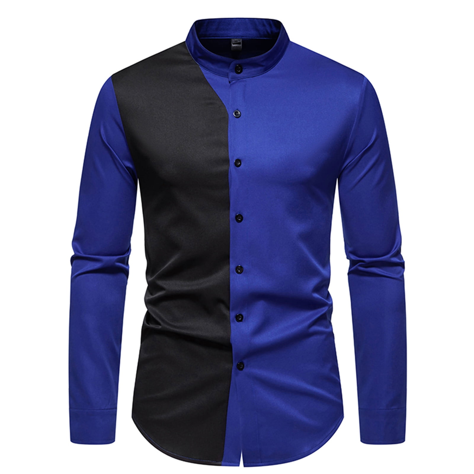 Lovskoo 2024 Men's Printed Dress Shirt Casual Fashion Patchwork Button ...