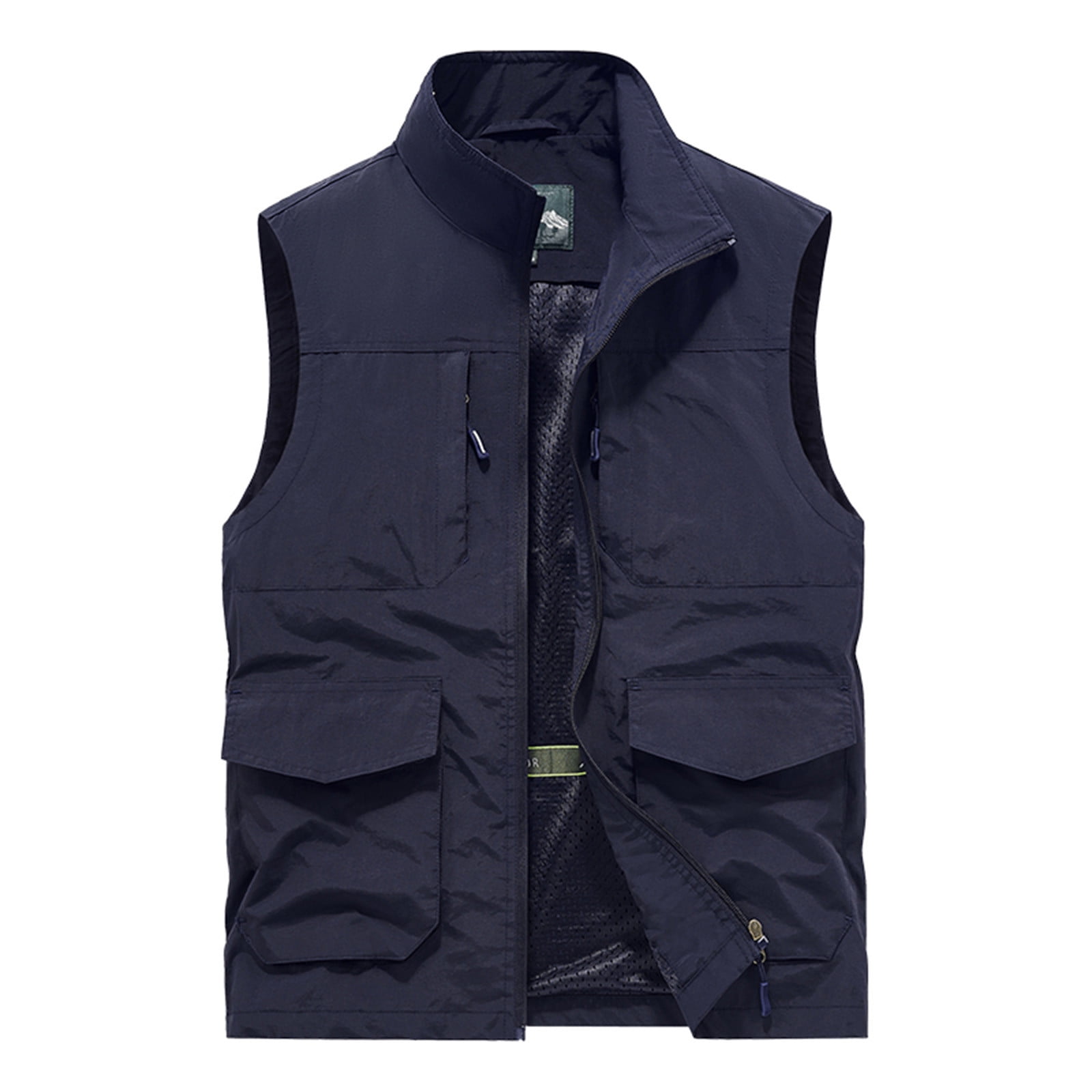 Lovskoo 2024 Men's Quick-Drying Utility Cargo Vest Stand-Up Collar ...