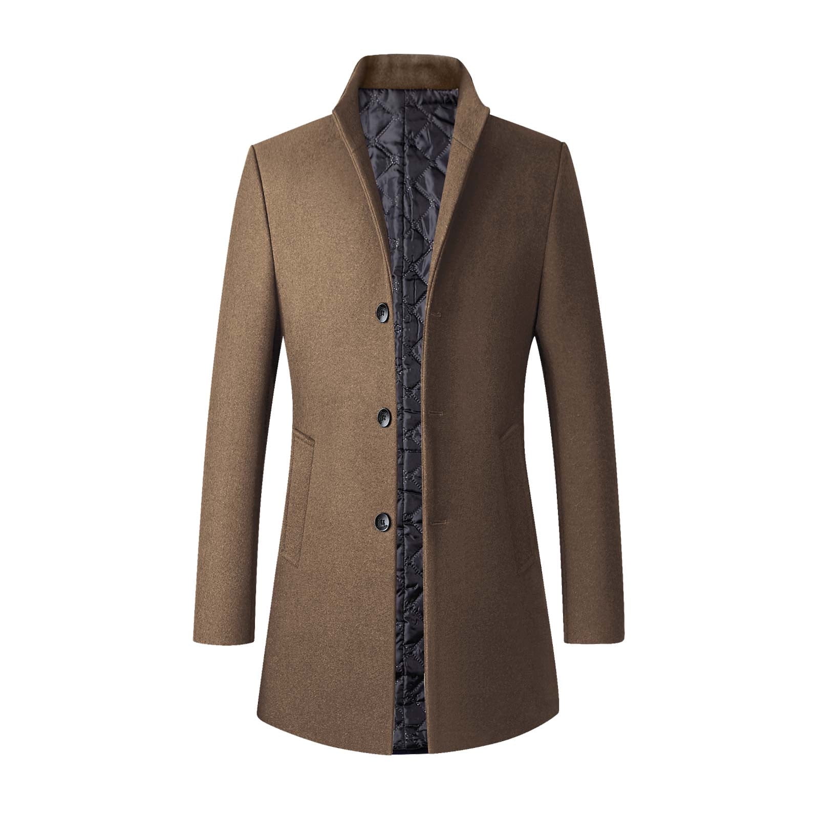 Lovskoo 2024 Mens Single Breasted Trench Coat Winter Pea Coat Oversized ...