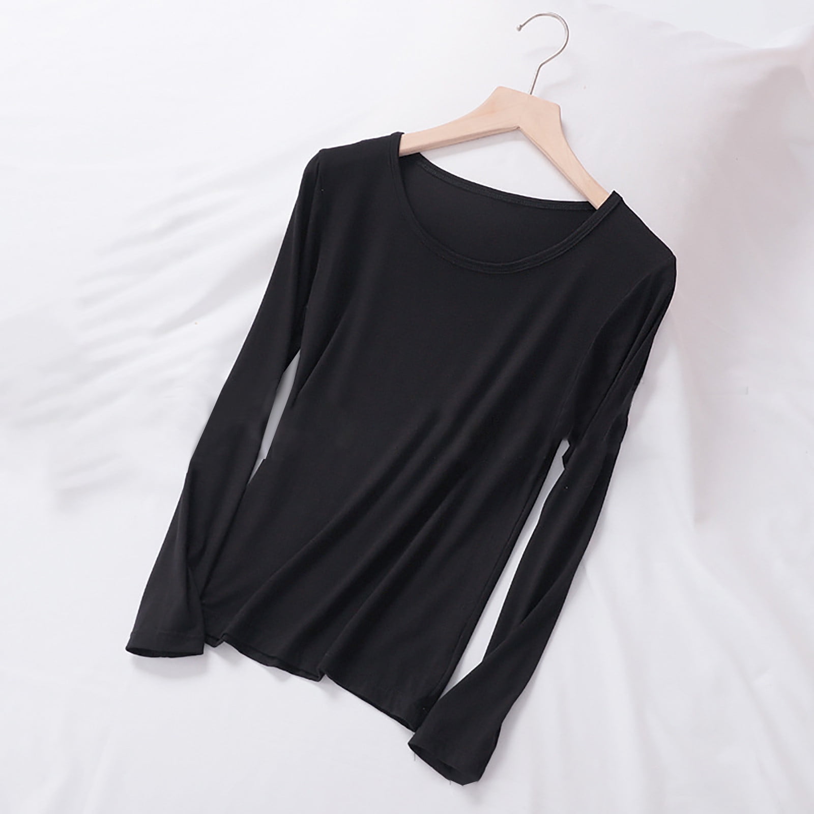 Lovskoo Basic Long Sleeves for Women Pajama Tops Round Neck Tops Loose Casual Pullovers Tee ...