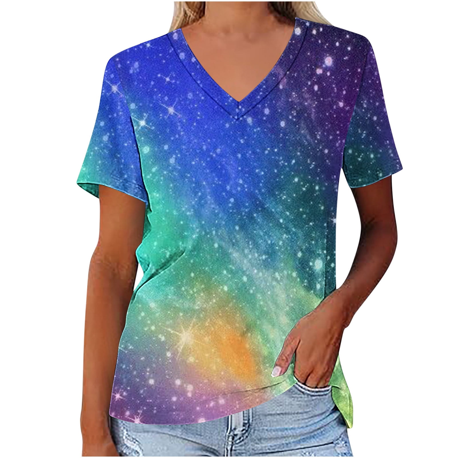 Lovskoo 2024 Outer Space T Shirts for Women Graphic Printed Galaxy ...