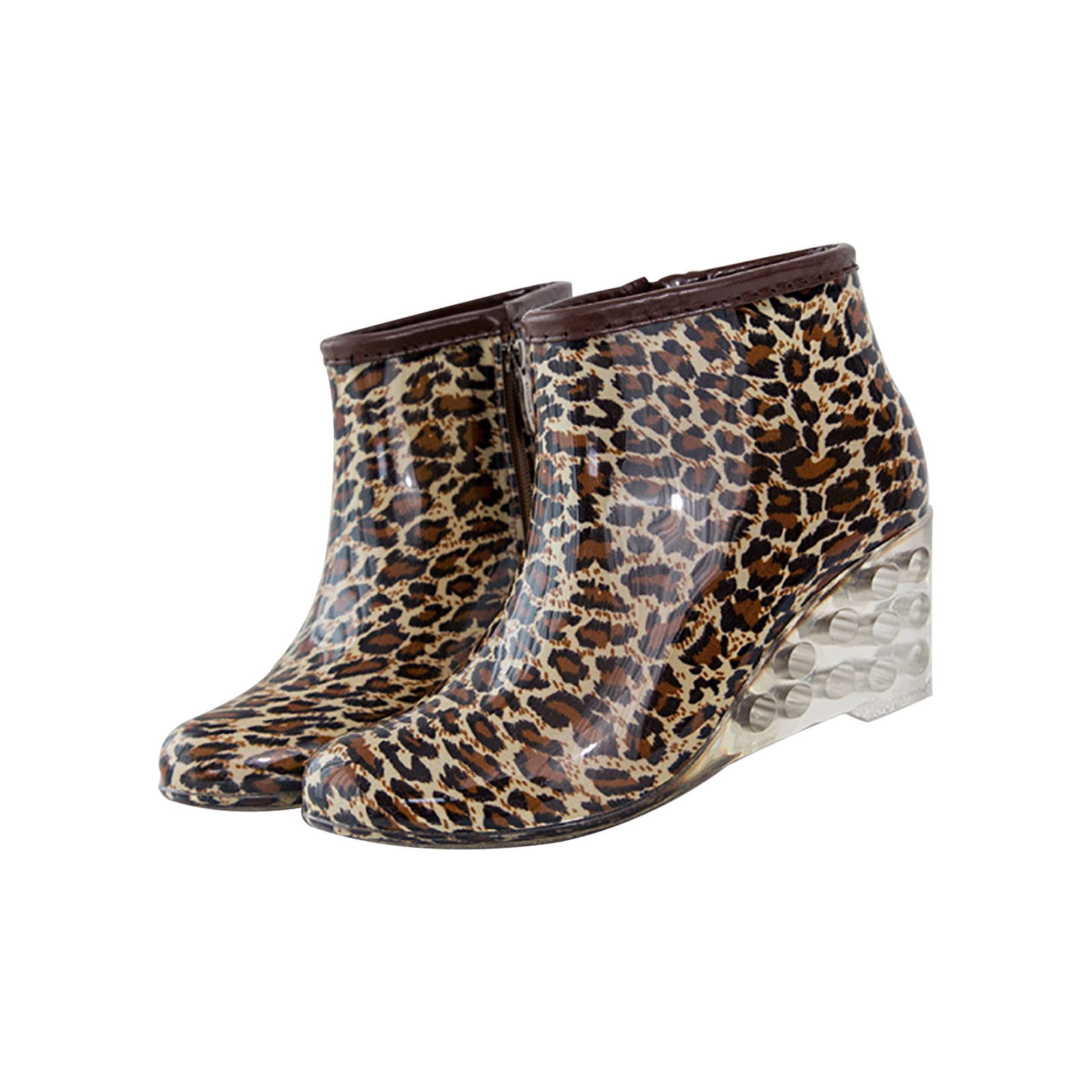 Lovskoo 2024 Rain Boots for Women Pvc Wedge Booties Round Toe ...