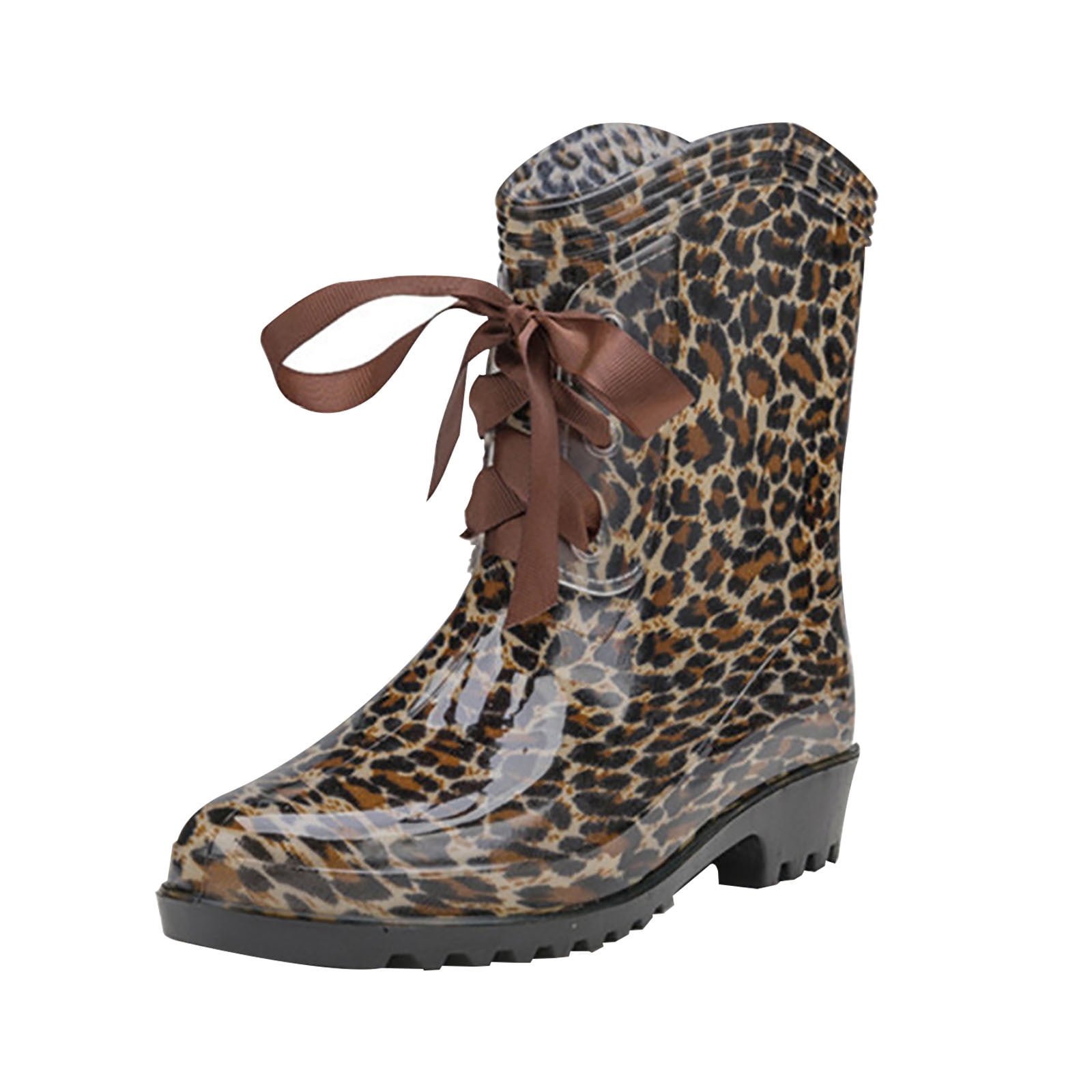 Lovskoo 2024 Rain Boots for Women Pvc Wedge Booties Round Toe ...