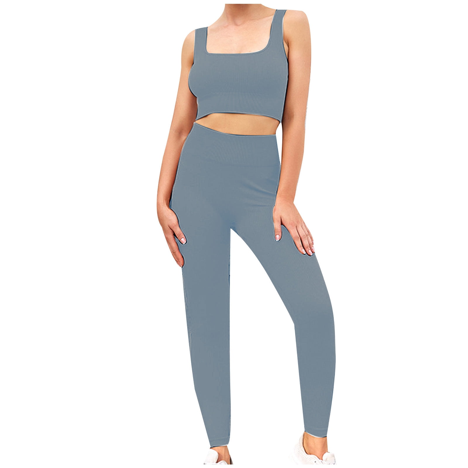 Lovskoo 2024 Ribbed Workout Set for Women 2 Pieces Outfits Seamless ...