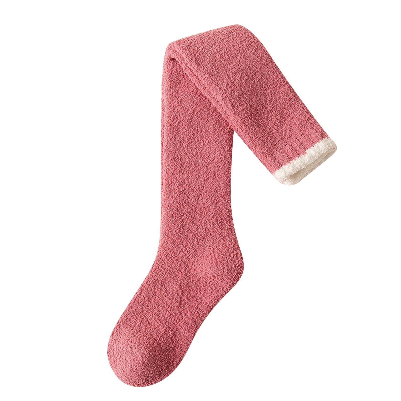 Lovskoo Womens Over Knee High Fuzzy Socks Cute Coral Fleece Thigh High ...